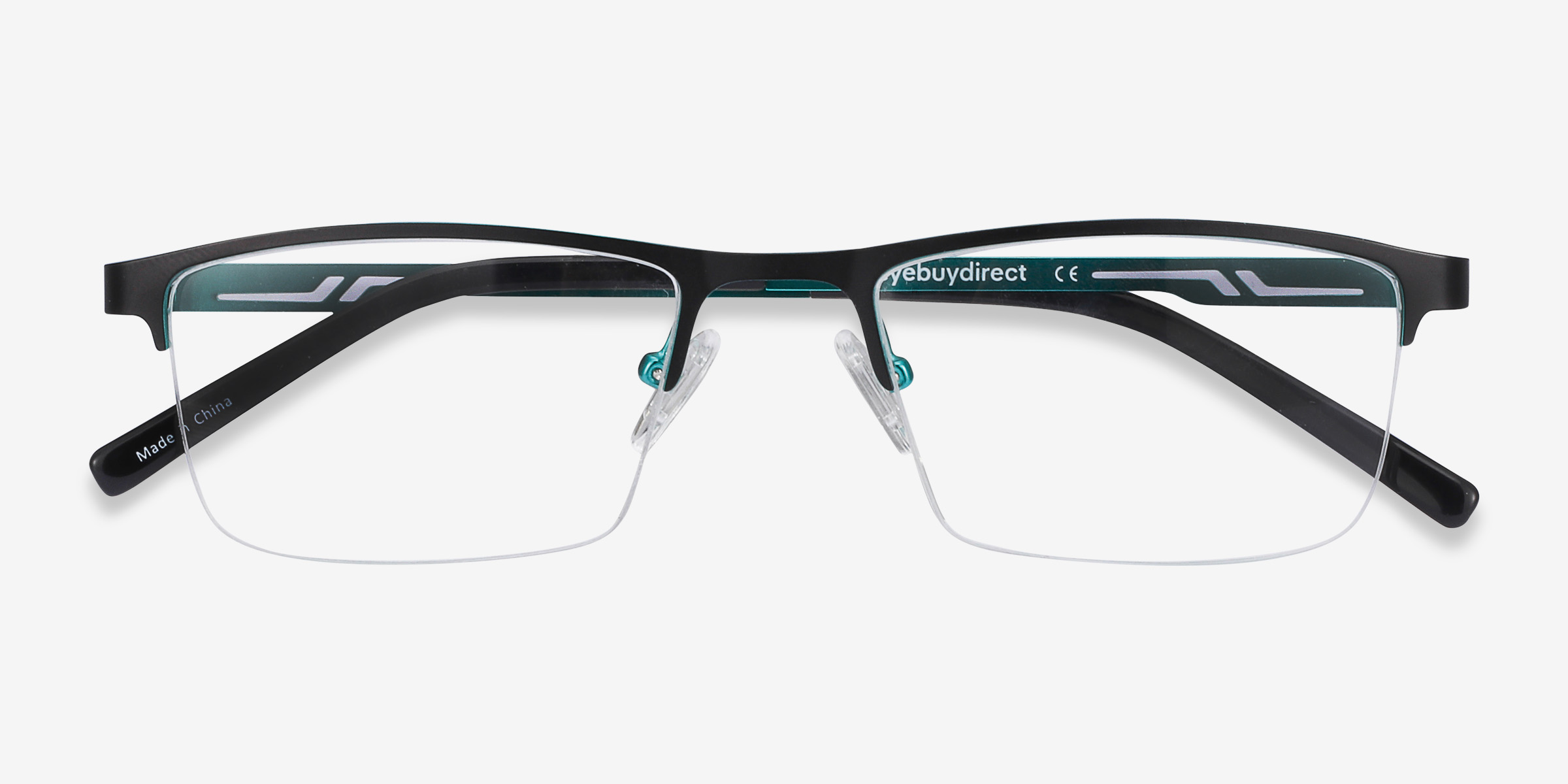 Algorithm Rectangle Black Semi Rimless Eyeglasses | Eyebuydirect