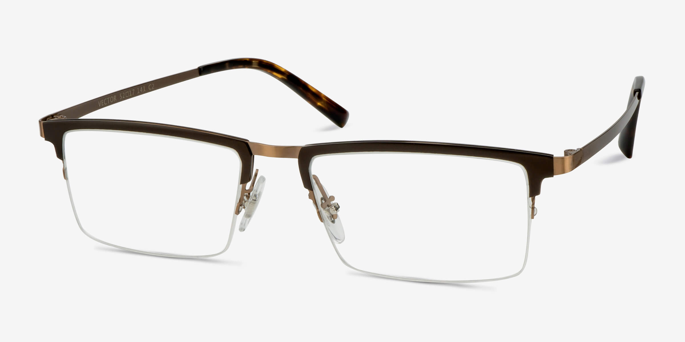 Vector Rectangle Brown Semi Rimless Eyeglasses | Eyebuydirect