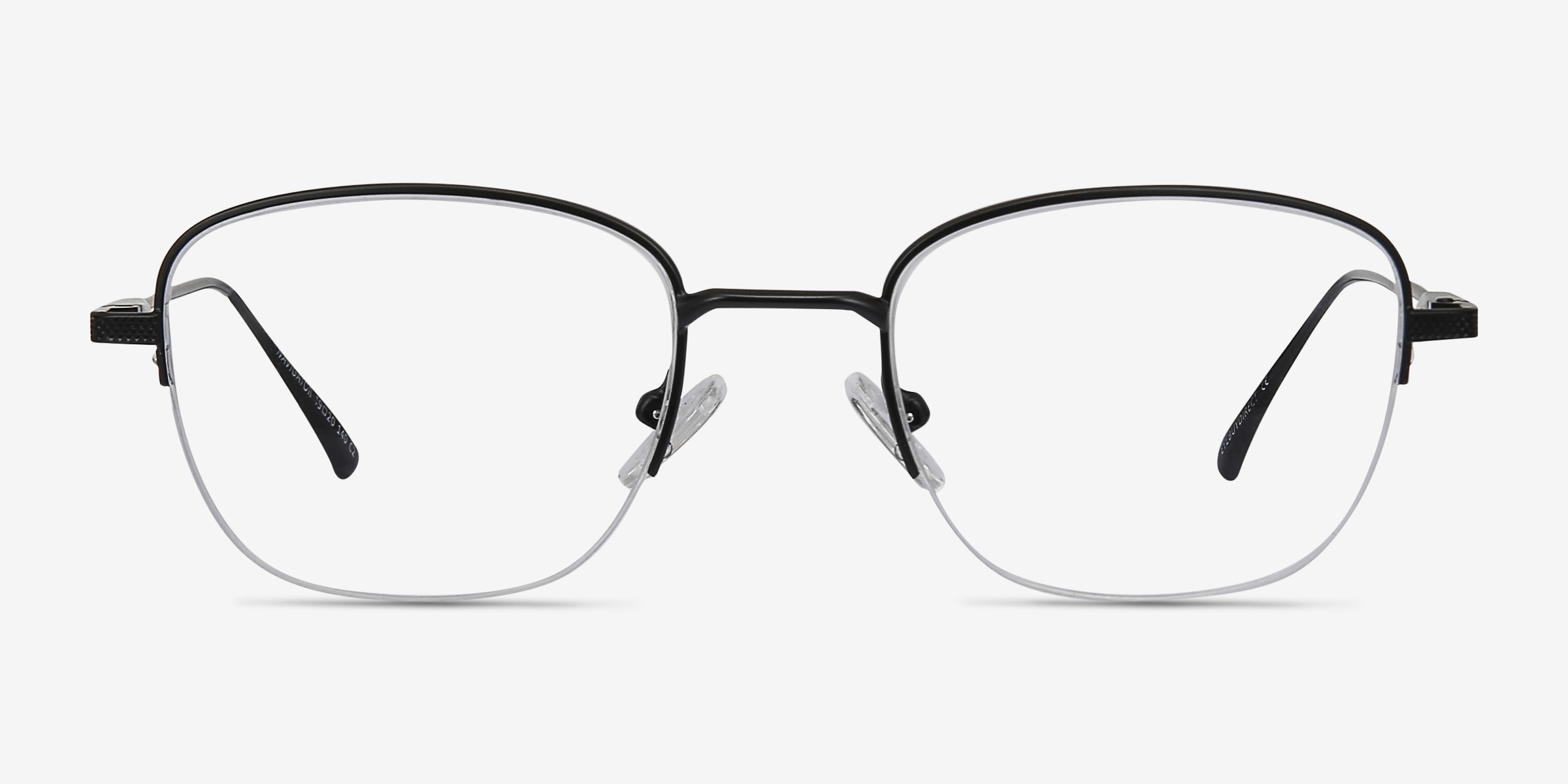 Navigator Rectangle Black Semi Rimless Eyeglasses | Eyebuydirect Canada
