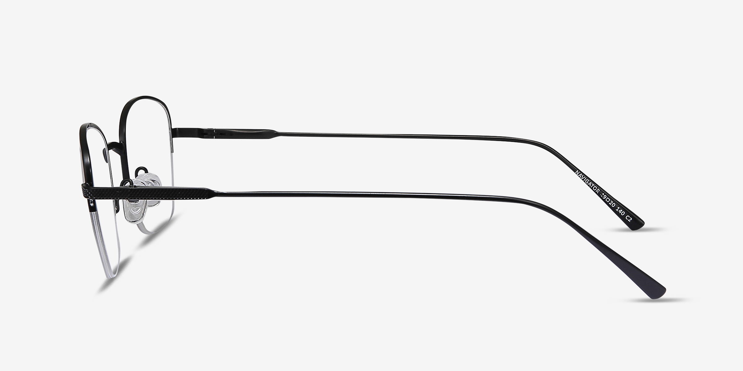 Navigator Rectangle Black Semi Rimless Eyeglasses | Eyebuydirect