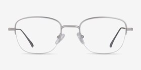 Navigator Rectangle Silver Semi Rimless Eyeglasses | Eyebuydirect