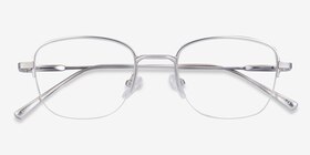 Navigator Rectangle Silver Semi Rimless Eyeglasses | Eyebuydirect