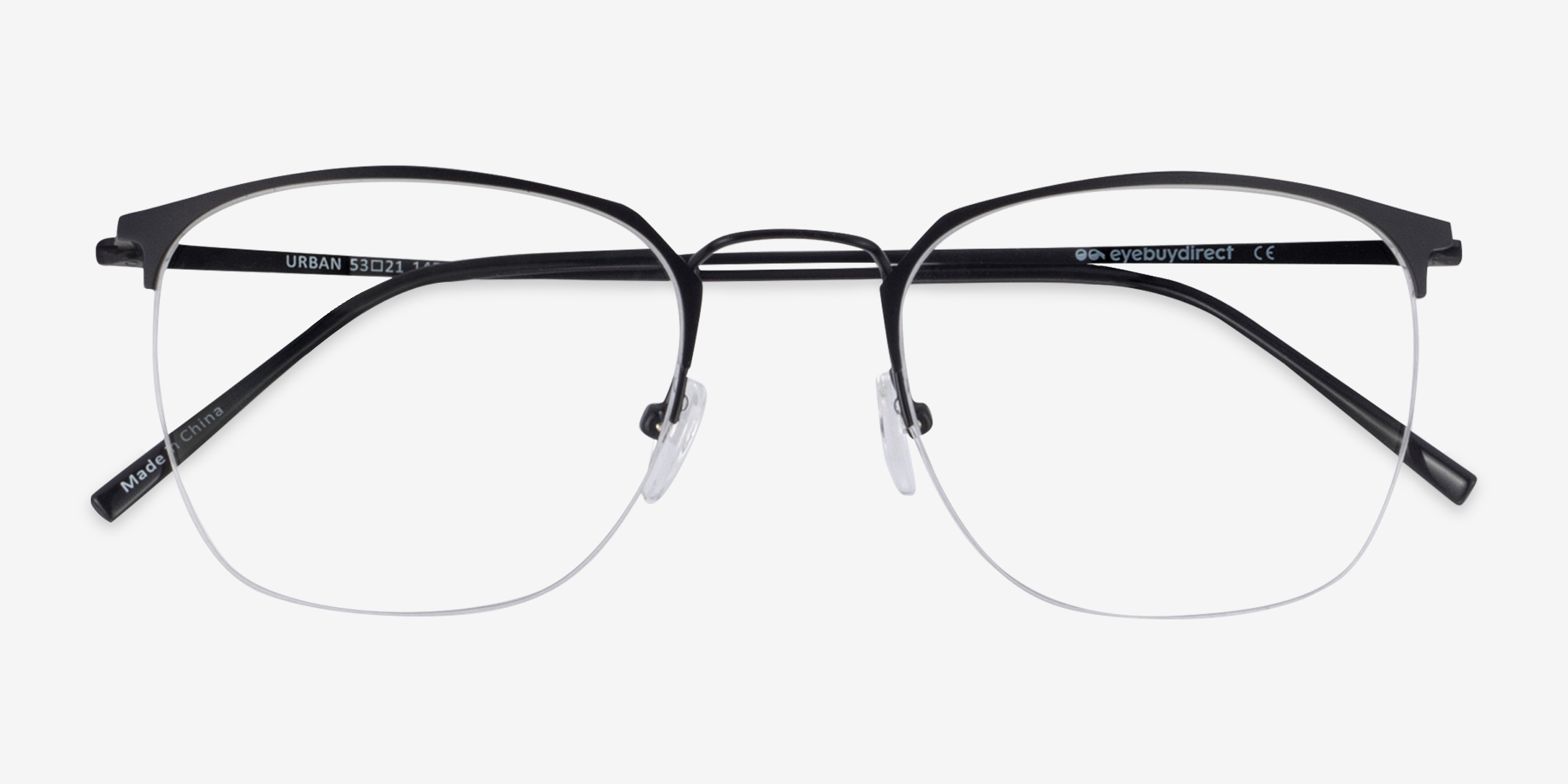 Urban Square Black Semi Rimless Eyeglasses | Eyebuydirect