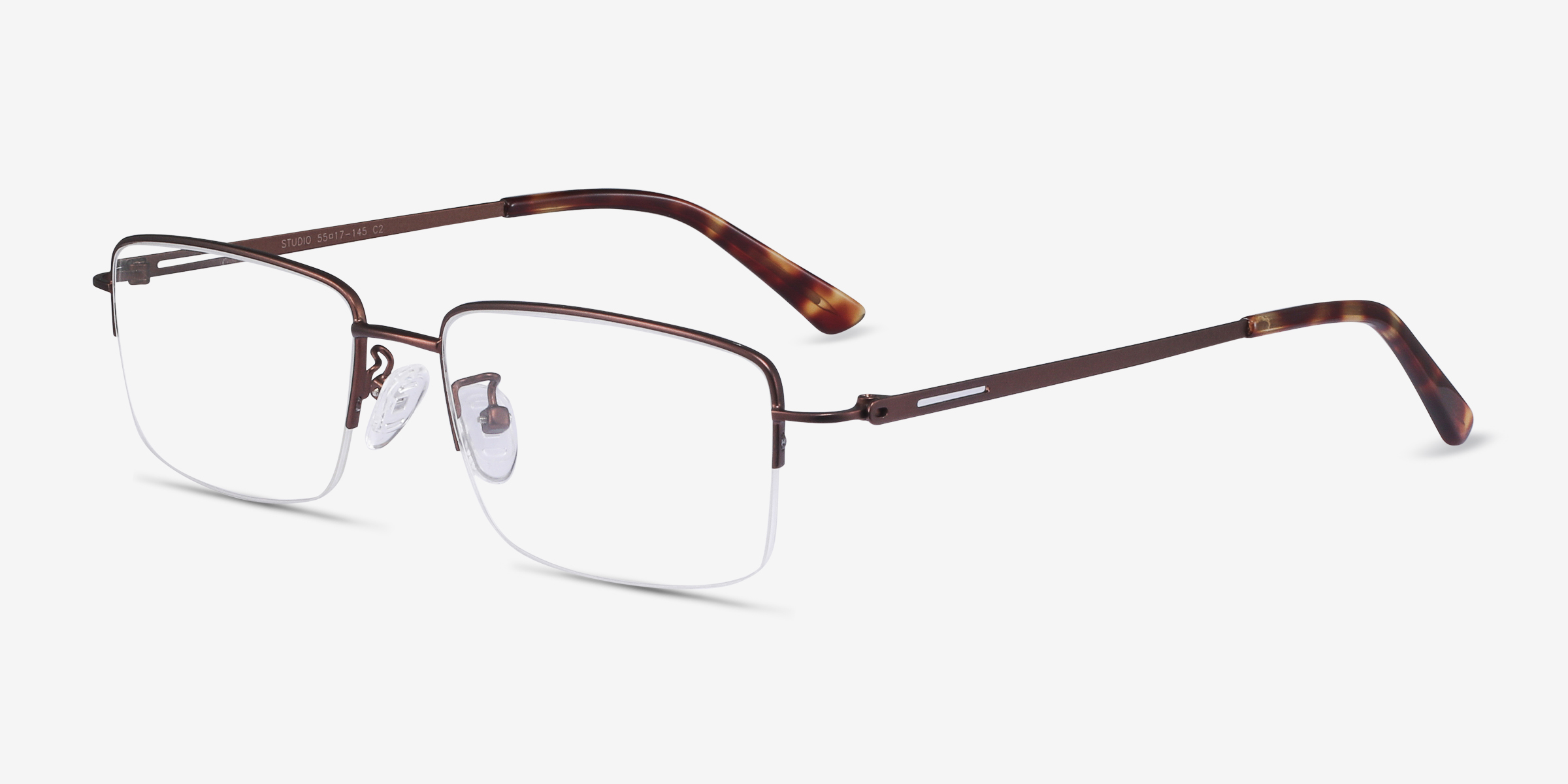 Studio Rectangle Coffee Semi Rimless Eyeglasses | Eyebuydirect