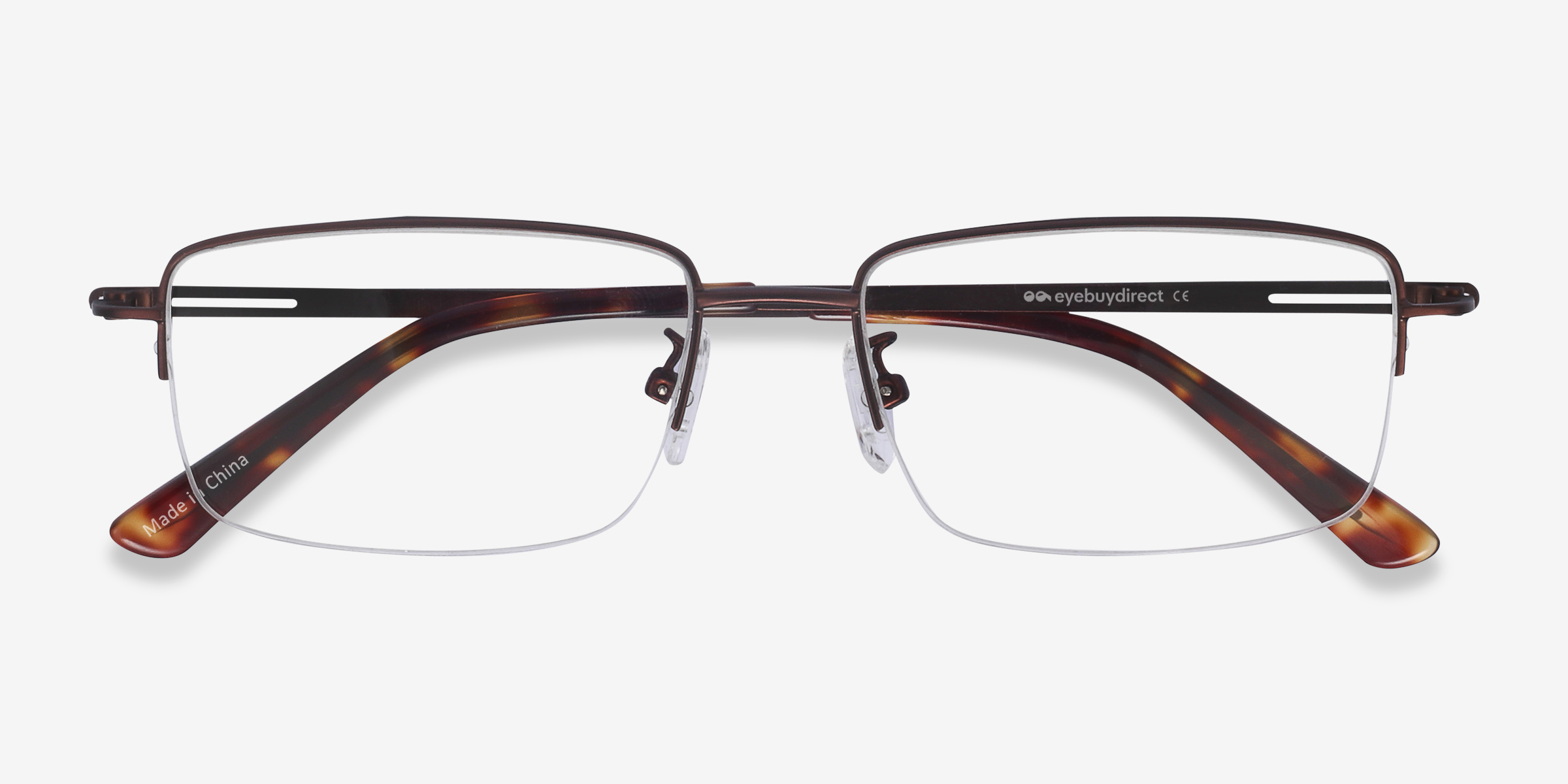 Studio Rectangle Coffee Semi Rimless Eyeglasses | Eyebuydirect