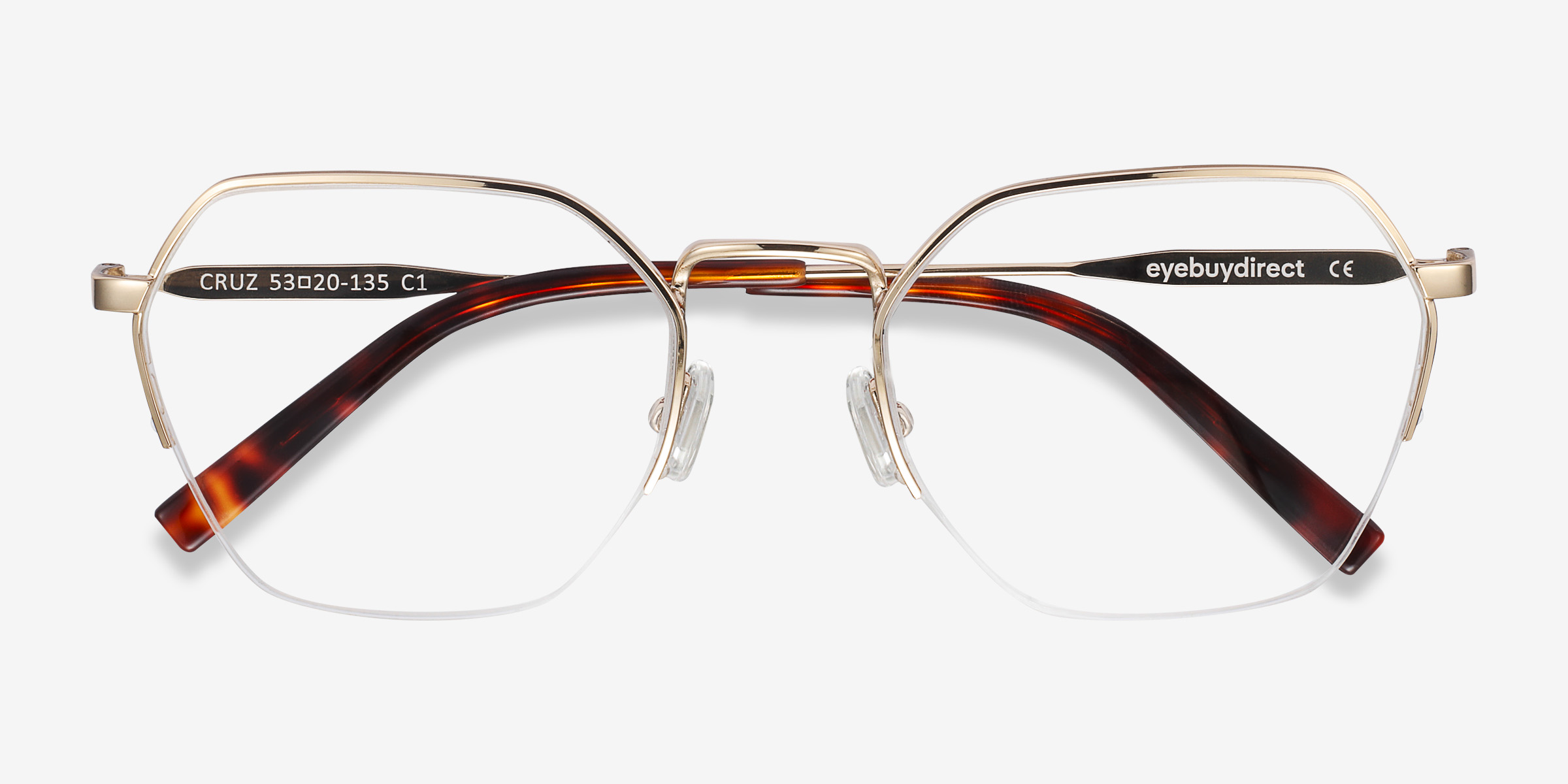 Cruz Geometric Gold Semi Rimless Eyeglasses | Eyebuydirect Canada