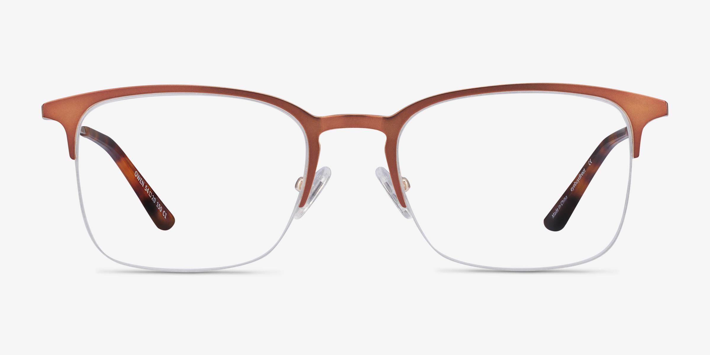 Owen Rectangle Coffee Semi Rimless Eyeglasses | Eyebuydirect