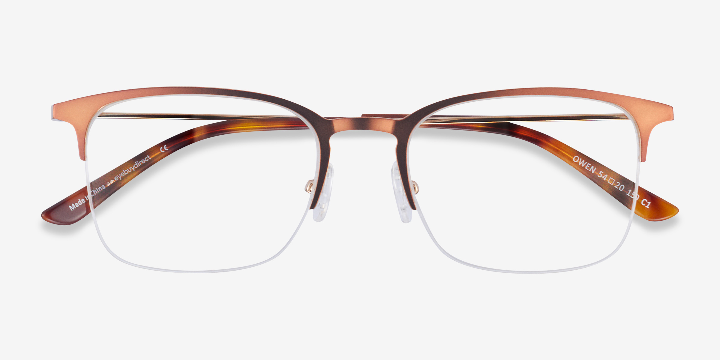 Owen Rectangle Coffee Semi Rimless Eyeglasses | Eyebuydirect