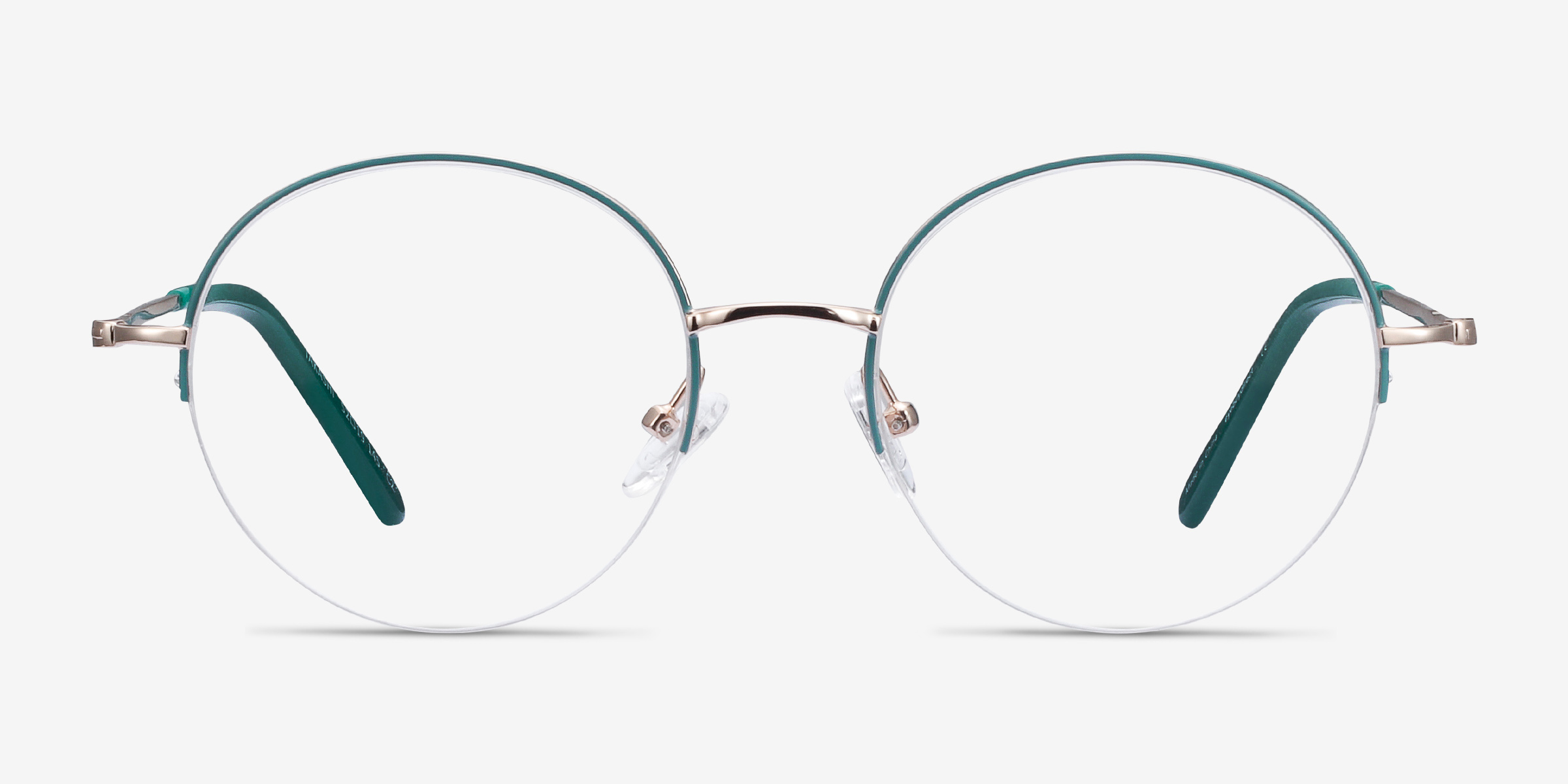 Takashi Round Green & Gold Semi Rimless Eyeglasses | Eyebuydirect