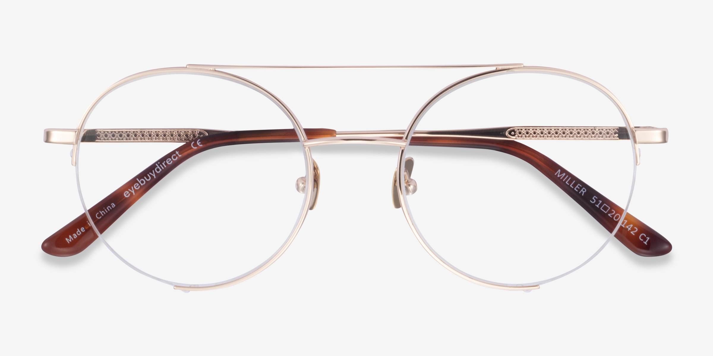 Miller Aviator Gold Semi Rimless Eyeglasses | Eyebuydirect