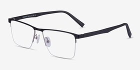 Chronos Rectangle Silver Black Semi Rimless Eyeglasses | Eyebuydirect