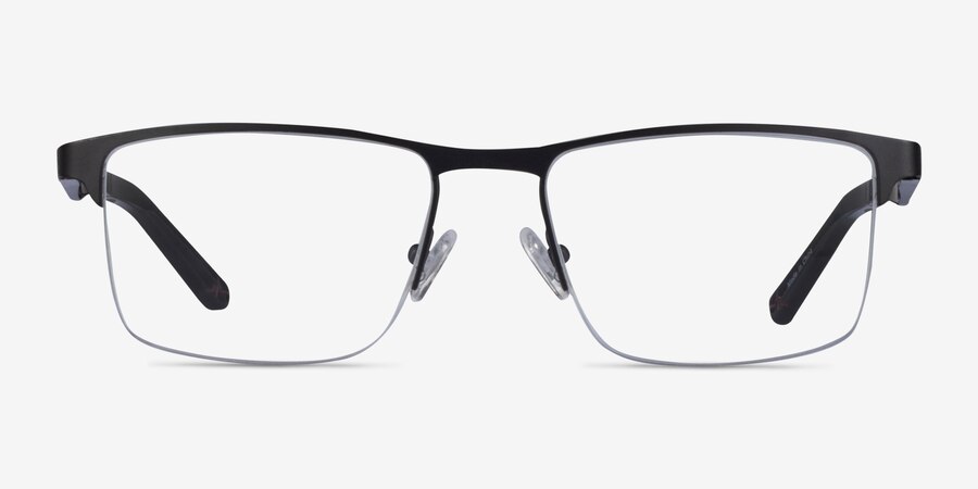Kinetic Rectangle Matte Black Semi Rimless Eyeglasses | Eyebuydirect