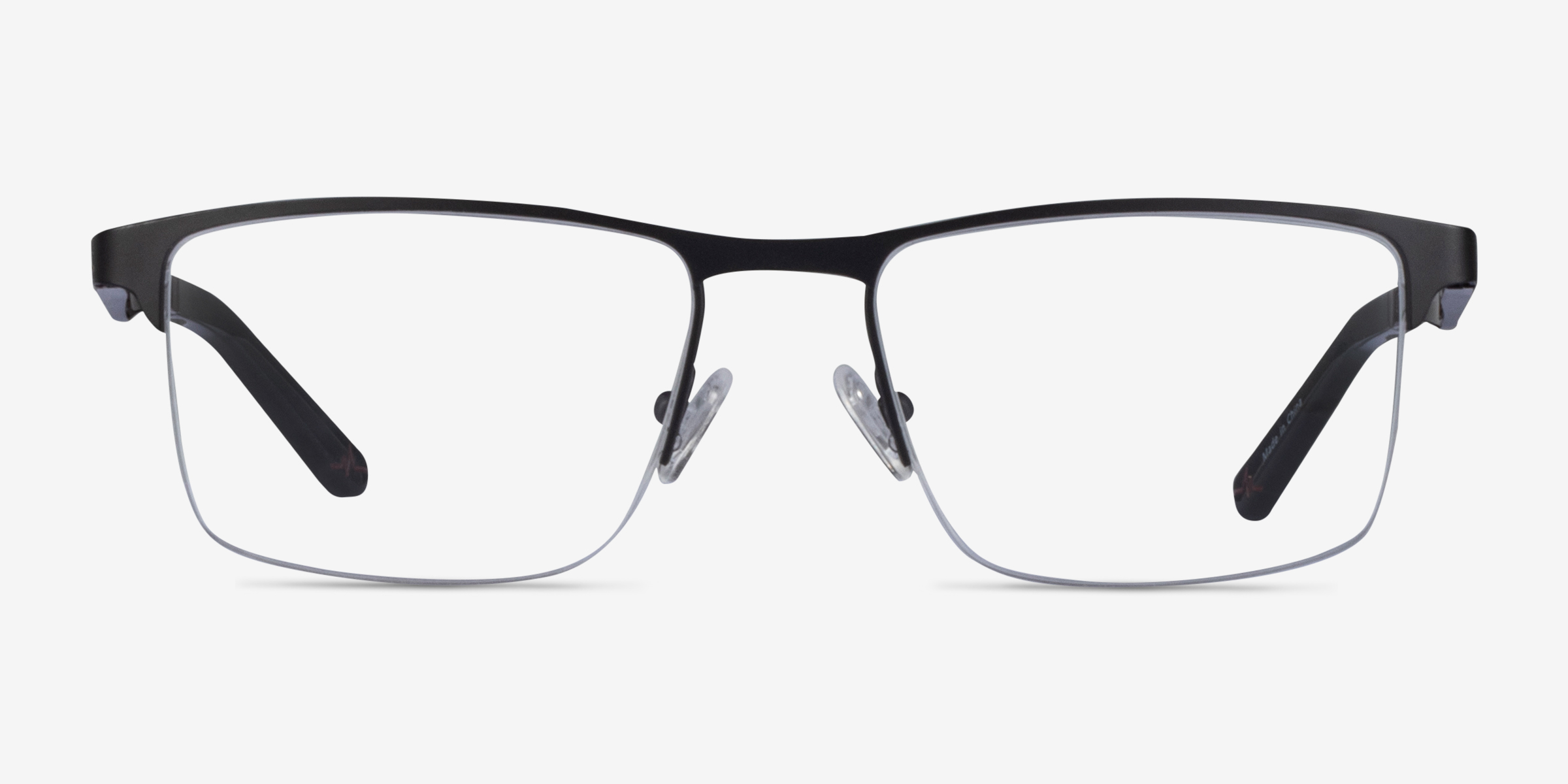 Kinetic Rectangle Matte Black Semi Rimless Eyeglasses | Eyebuydirect