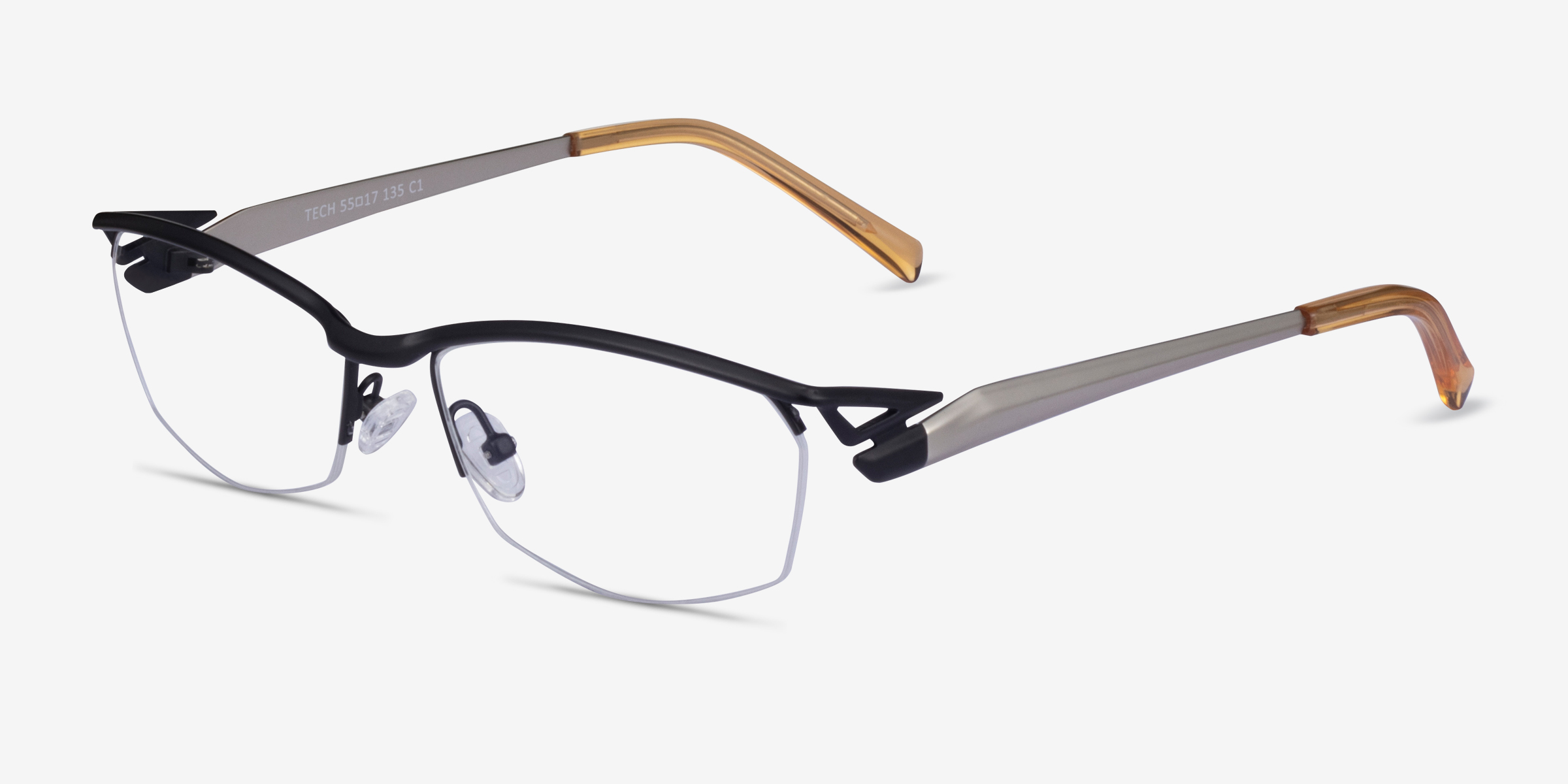 Tech Rectangle Black Yellow Semi Rimless Eyeglasses | Eyebuydirect Canada