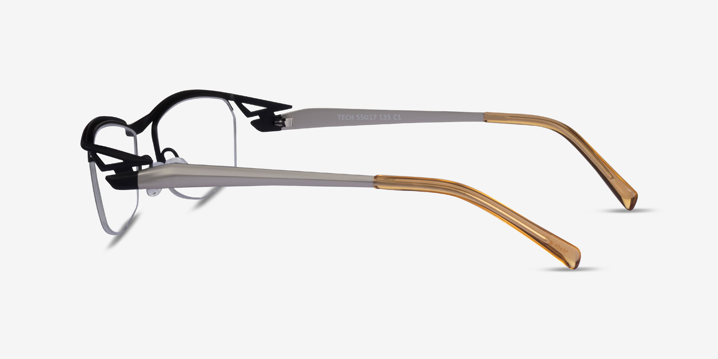 Tech Rectangle Black Yellow Semi Rimless Eyeglasses | Eyebuydirect Canada