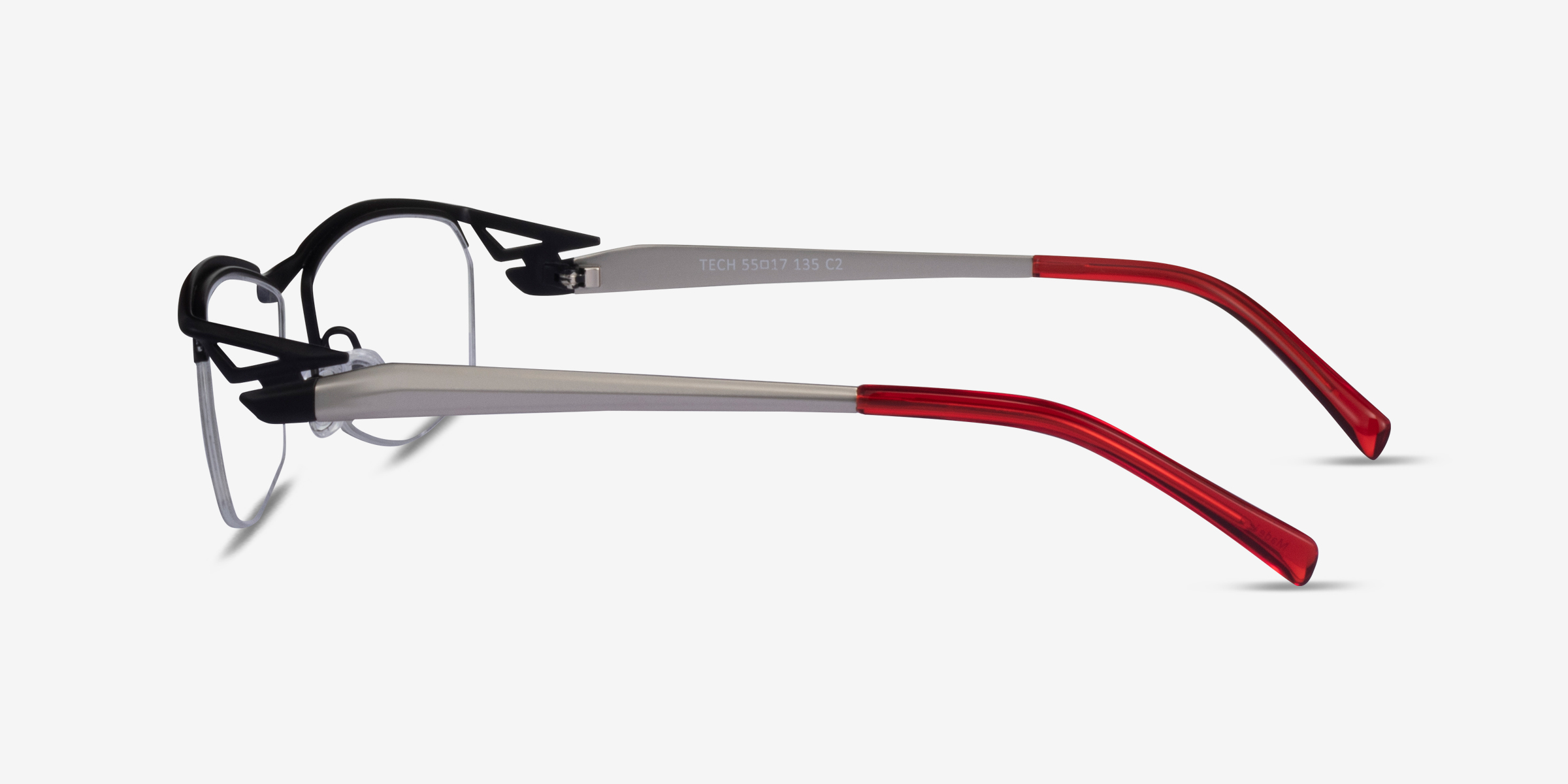 Tech Rectangle Black Red Semi Rimless Eyeglasses | Eyebuydirect