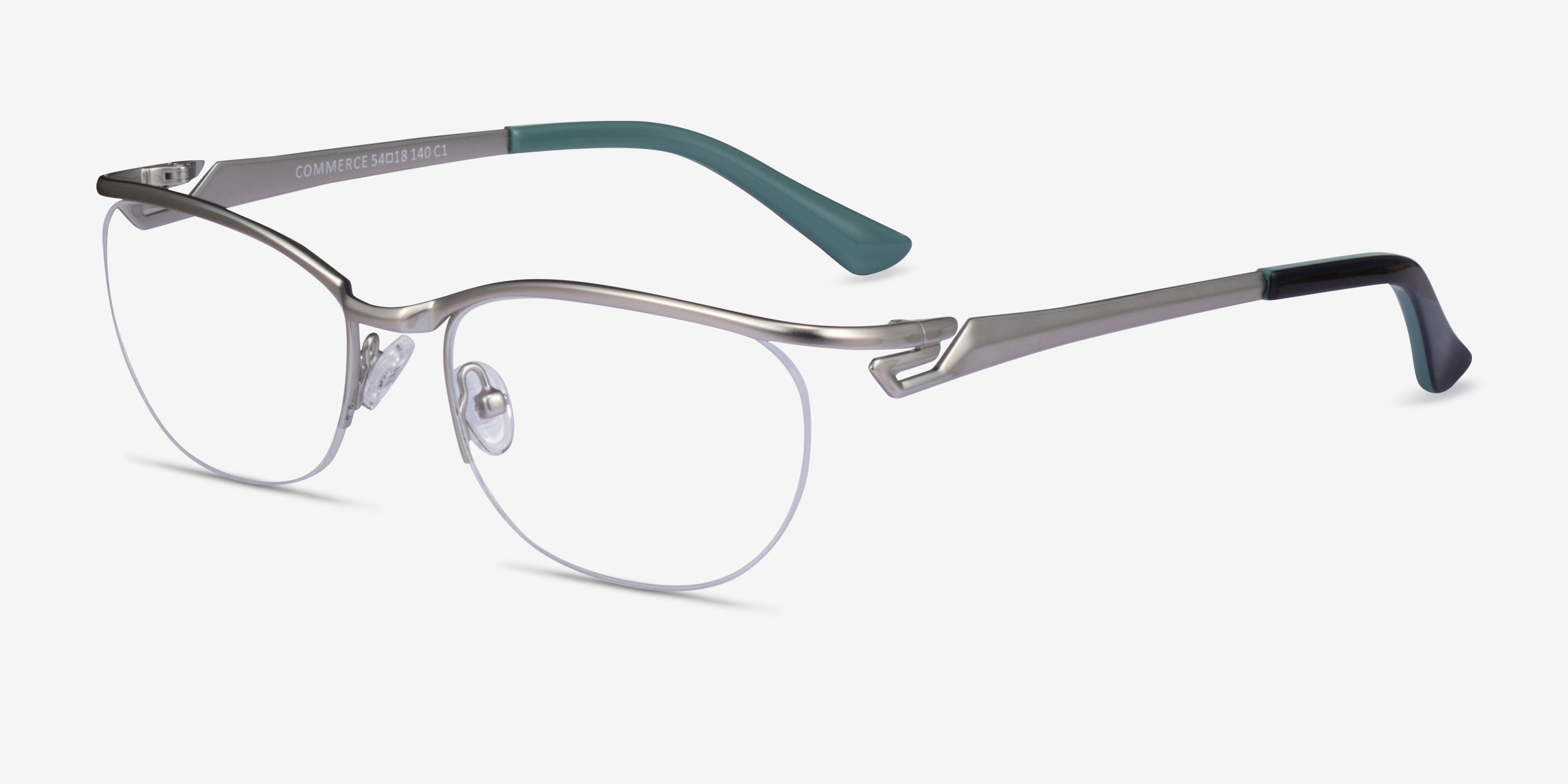 Commerce Cat Eye Silver Gray Semi Rimless Eyeglasses | Eyebuydirect