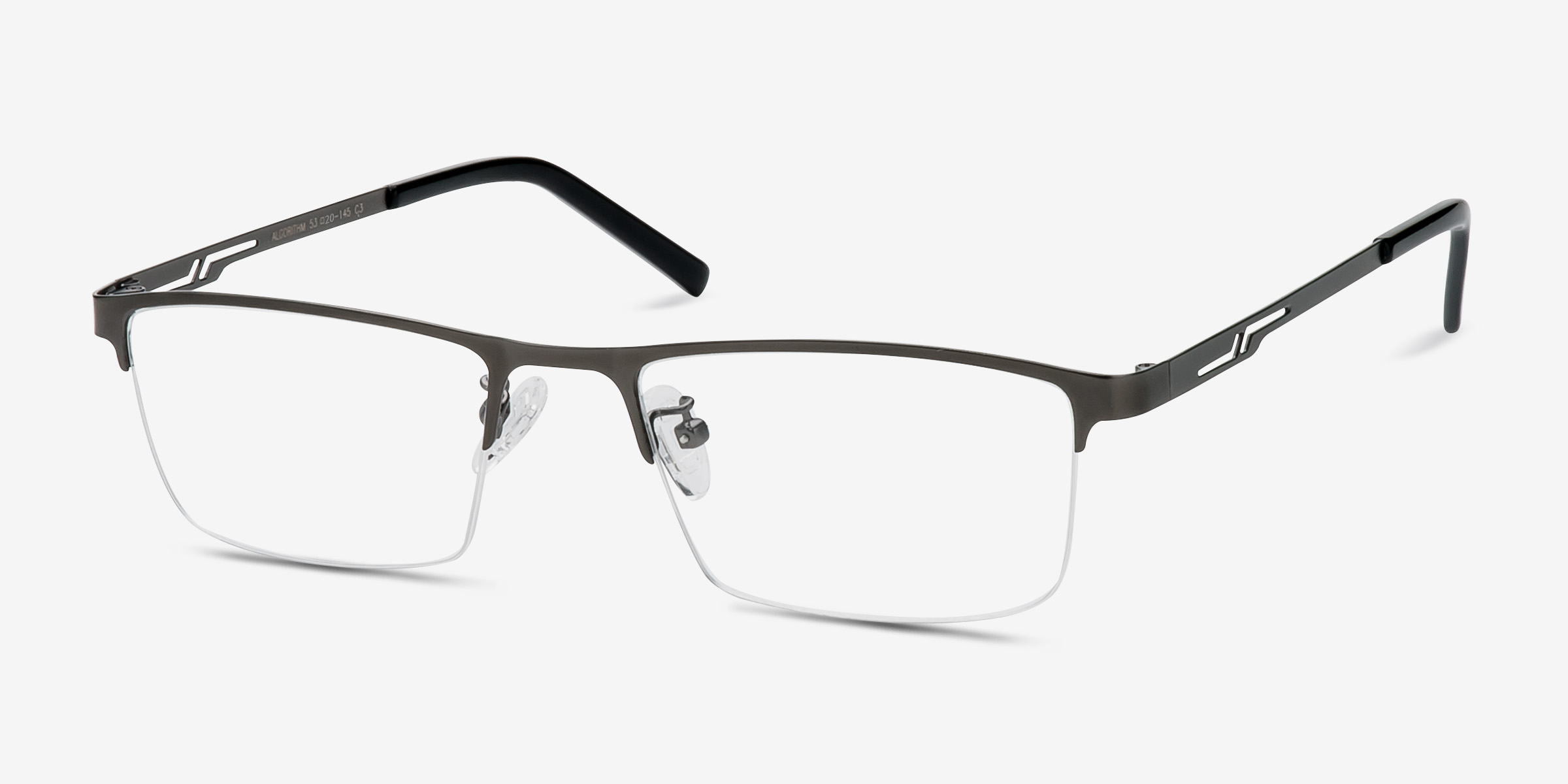 Algorithm Rectangle Gunmetal Semi Rimless Eyeglasses | Eyebuydirect