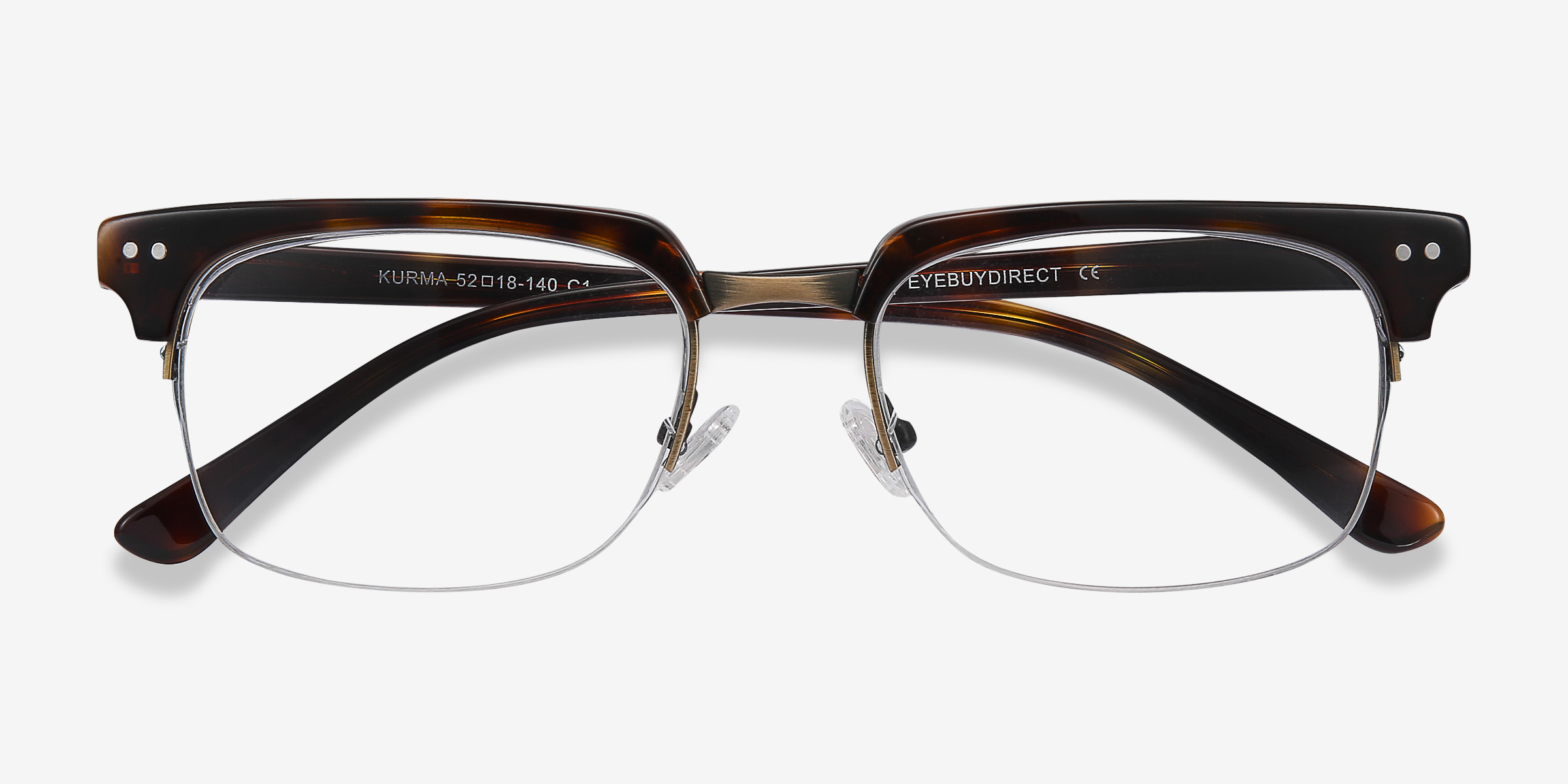 Kurma Browline Tortoise Semi Rimless Eyeglasses | Eyebuydirect