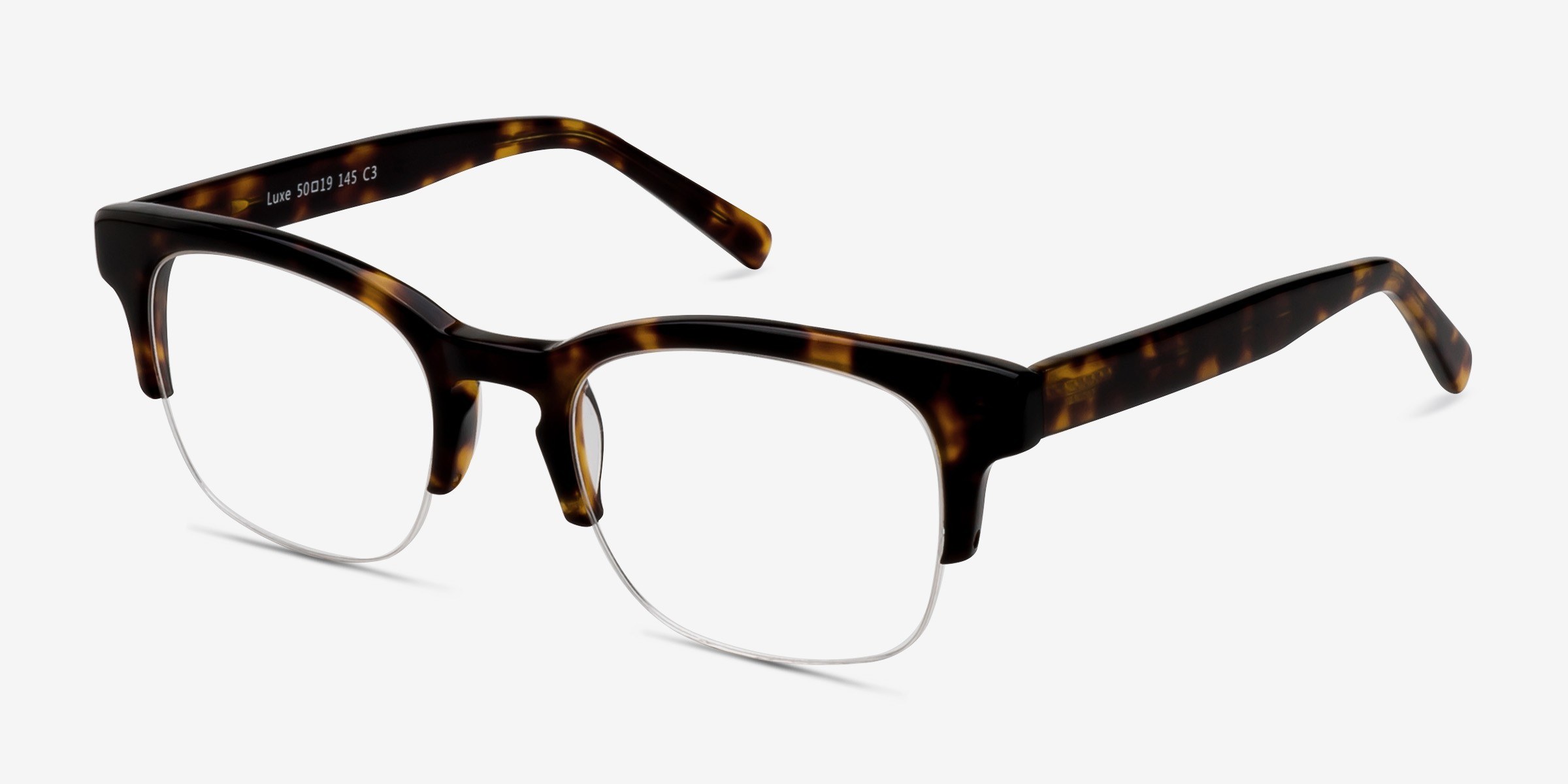 Luxe Square Tortoise Semi Rimless Eyeglasses | Eyebuydirect Canada