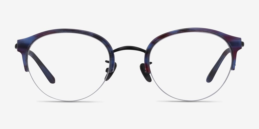 Dulcet Round Blue Semi Rimless Eyeglasses | Eyebuydirect