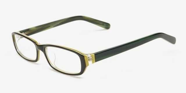 Luga Rectangle Black & Green Full Rim Eyeglasses | Eyebuydirect