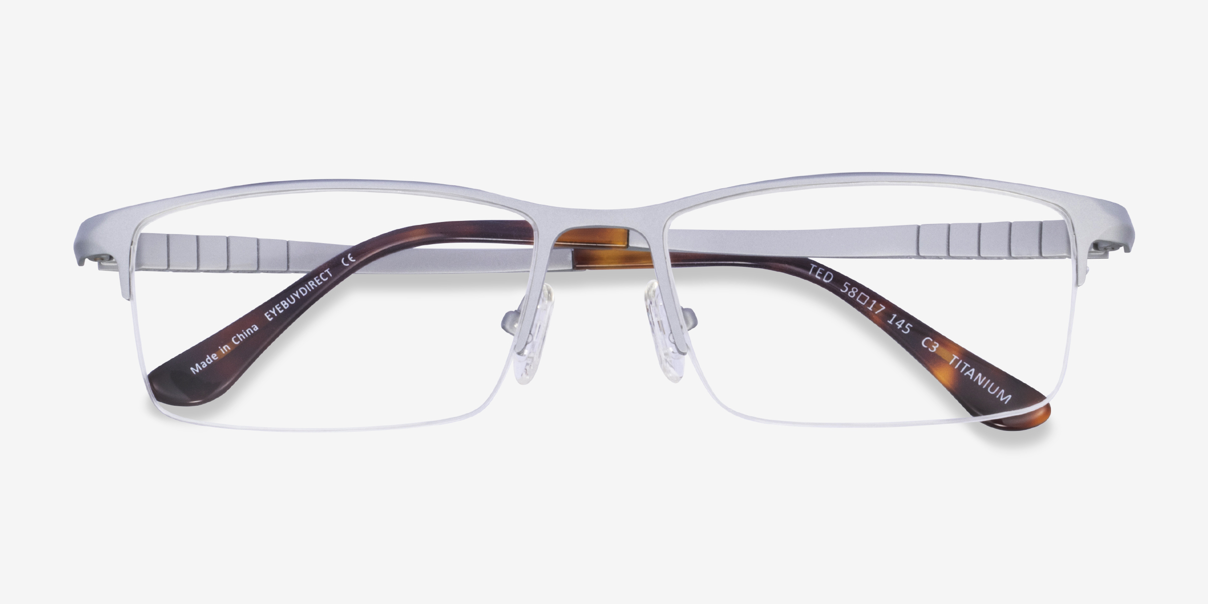Ted Rectangle Matte Silver Glasses for Men | Eyebuydirect Canada
