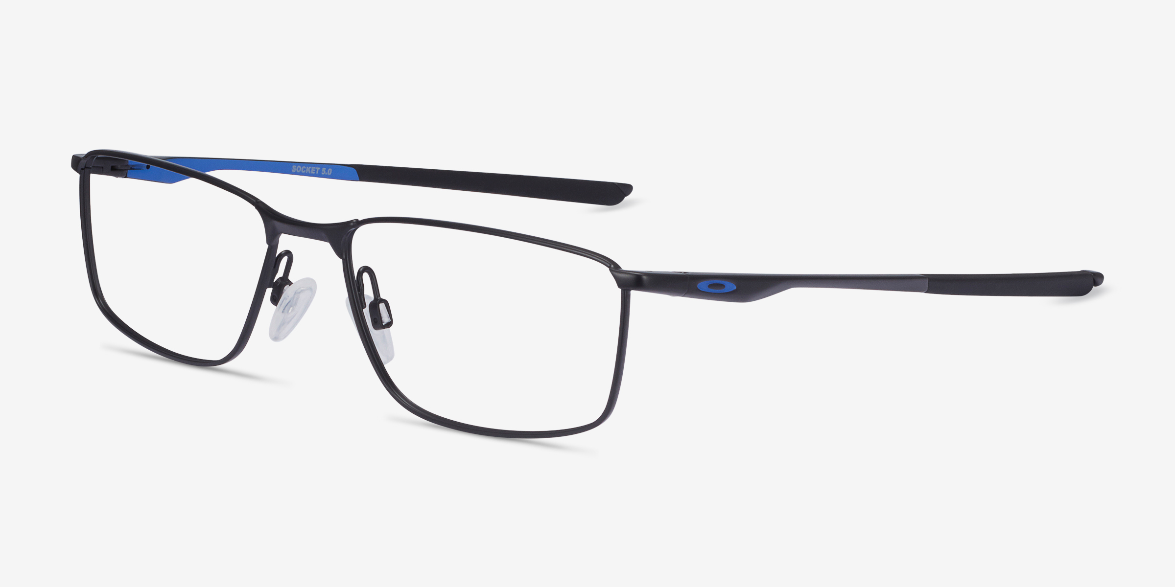 Oakley Socket 5.0 - Rectangle Satin Black & Blue Frame Eyeglasses ...