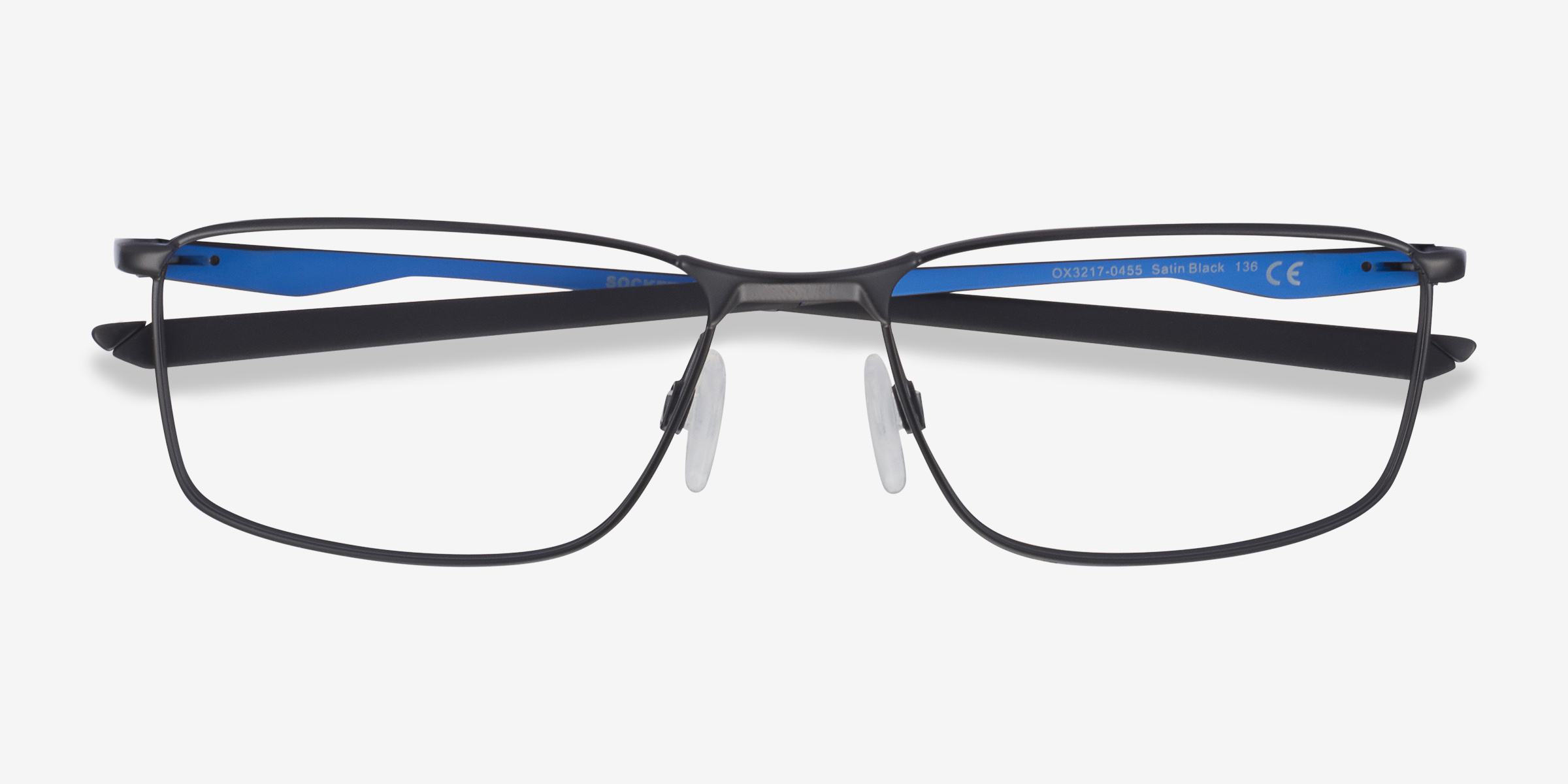 Oakley Socket 5.0 - Rectangle Satin Black & Blue Frame Eyeglasses ...
