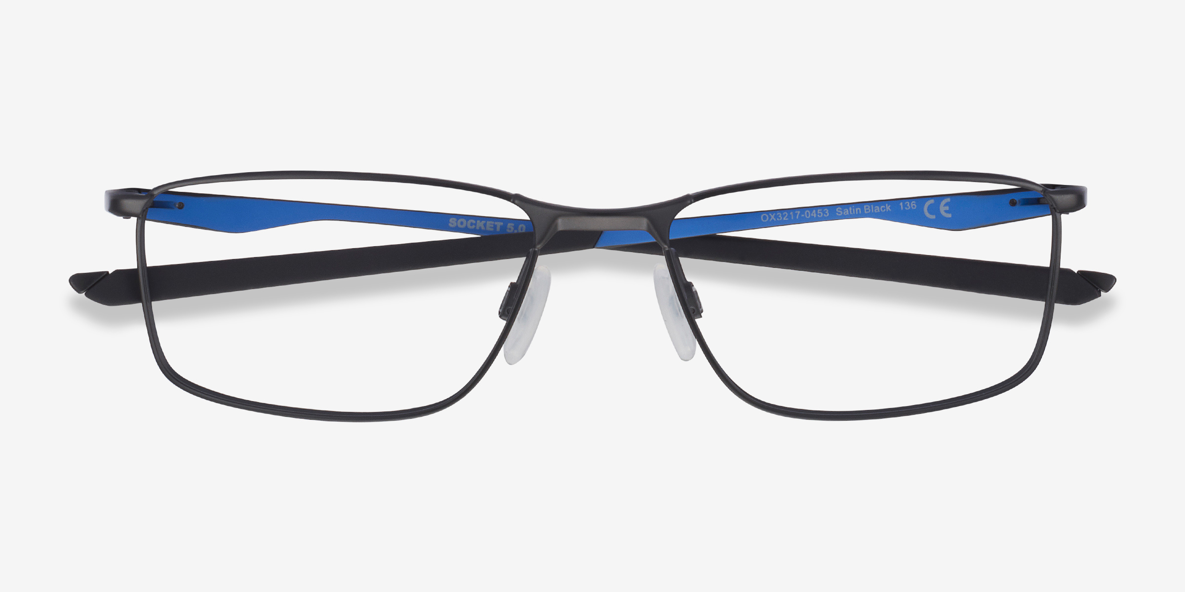 Oakley Socket 5.0 - Rectangle Satin Black & Blue Frame Eyeglasses ...