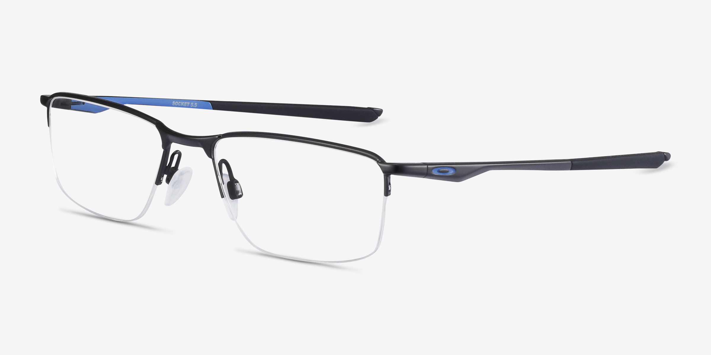 Oakley Socket 5.5 - Rectangle Satin Black & Blue Frame Glasses For Men ...