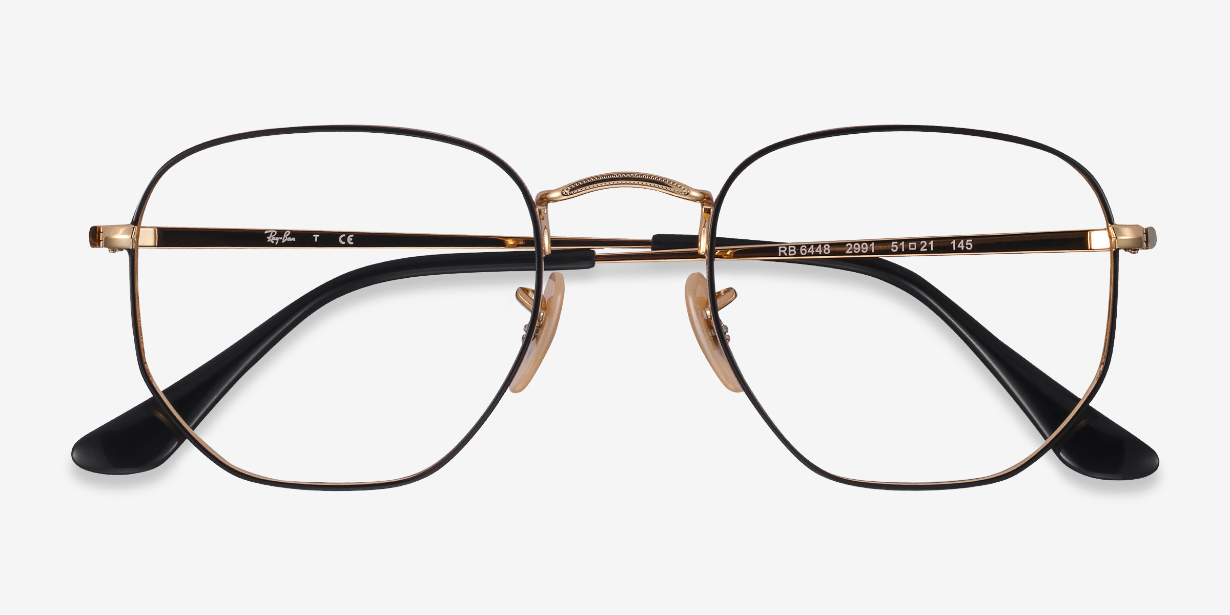 Ray-Ban RB6448 - Square Black Gold Frame Eyeglasses | Eyebuydirect