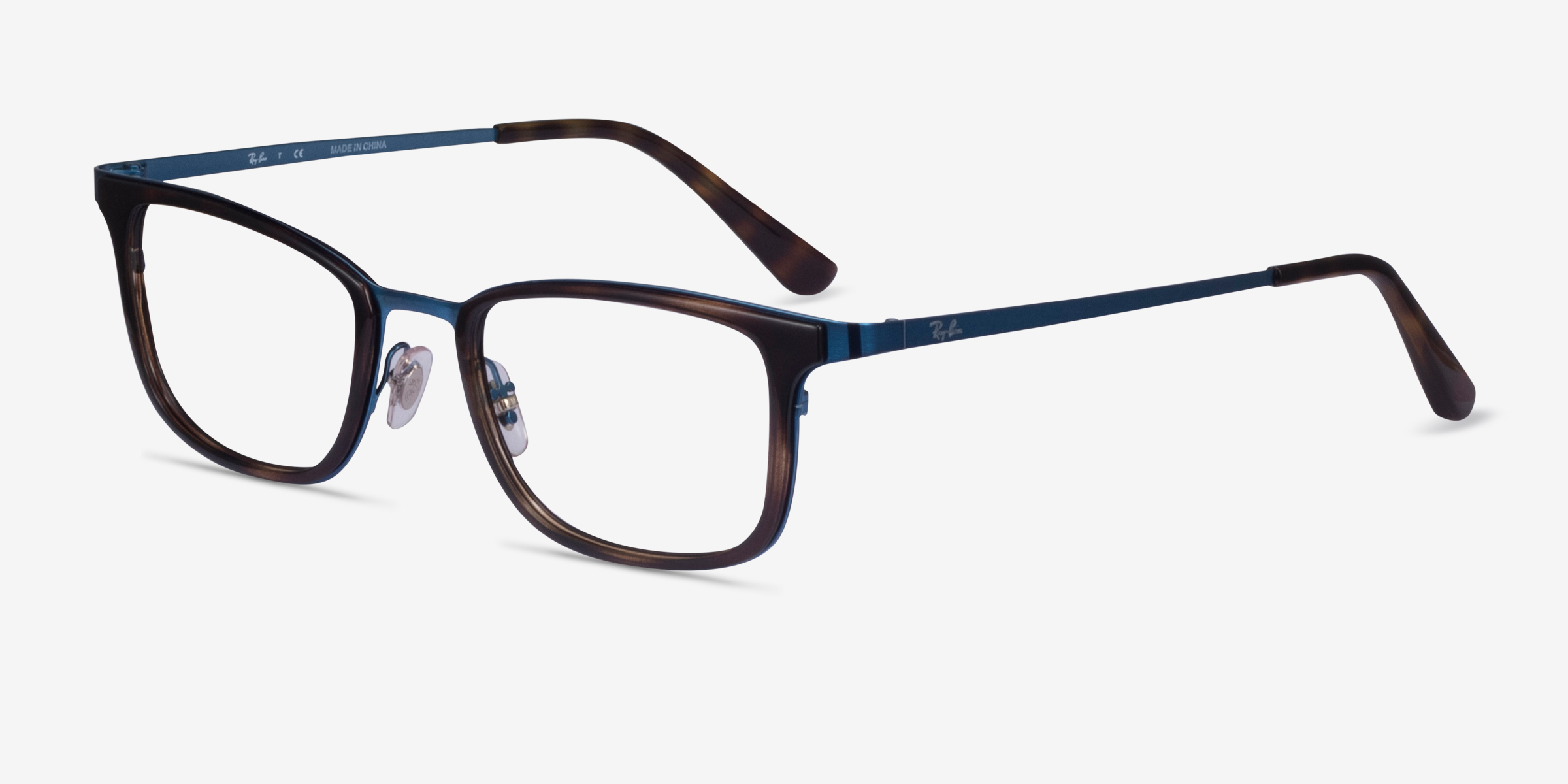 Ray-Ban RB6373M - Rectangle Tortoise Blue Frame Eyeglasses | Eyebuydirect