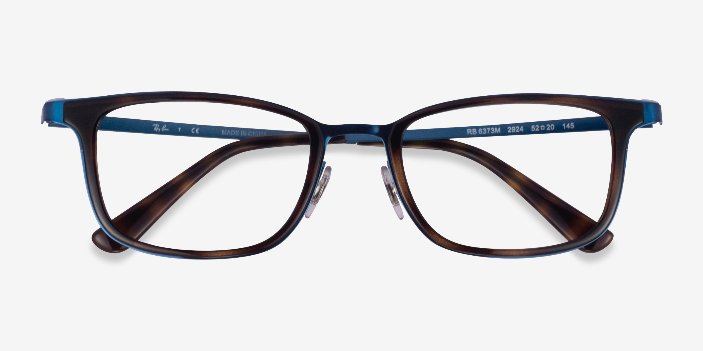 Ray-Ban RB6373M - Rectangle Tortoise Blue Frame Eyeglasses | Eyebuydirect