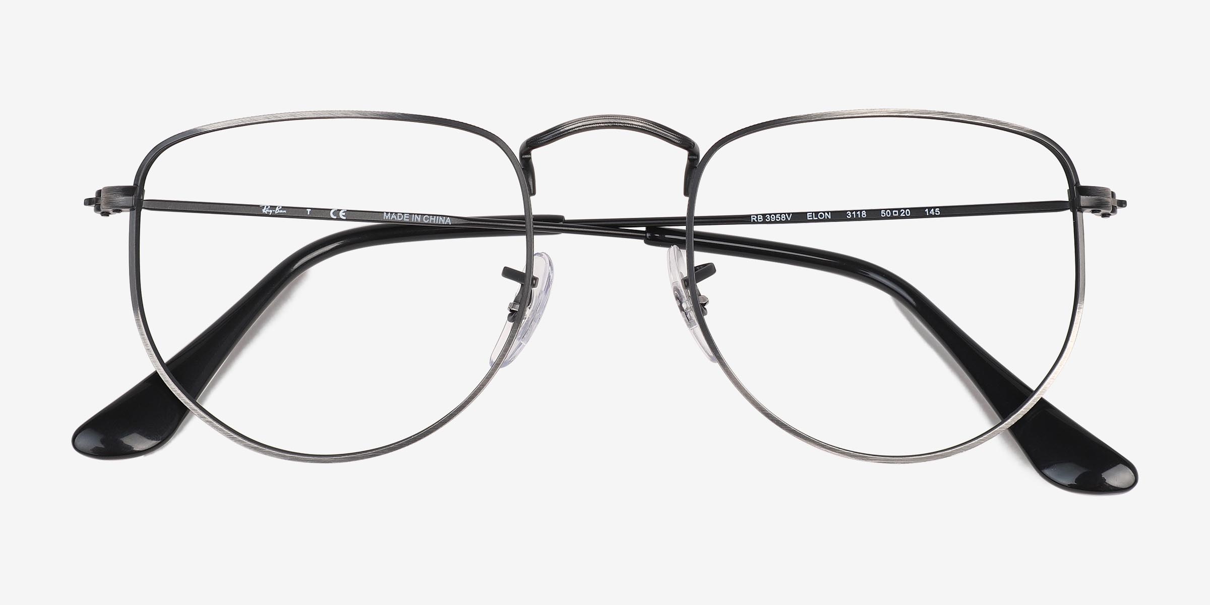 Ray-Ban RB3958V Elon - Geometric Antique Gunmetal Frame Eyeglasses ...