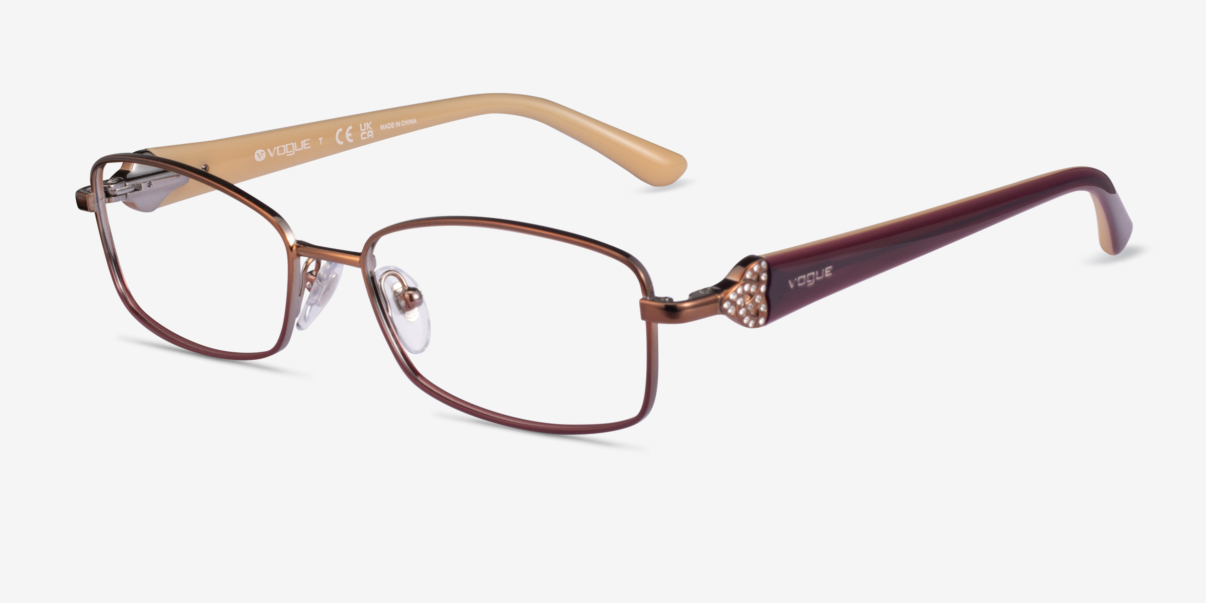 Vogue Eyewear VO3845B - Rectangle Brown Pink Frame Glasses For Women ...