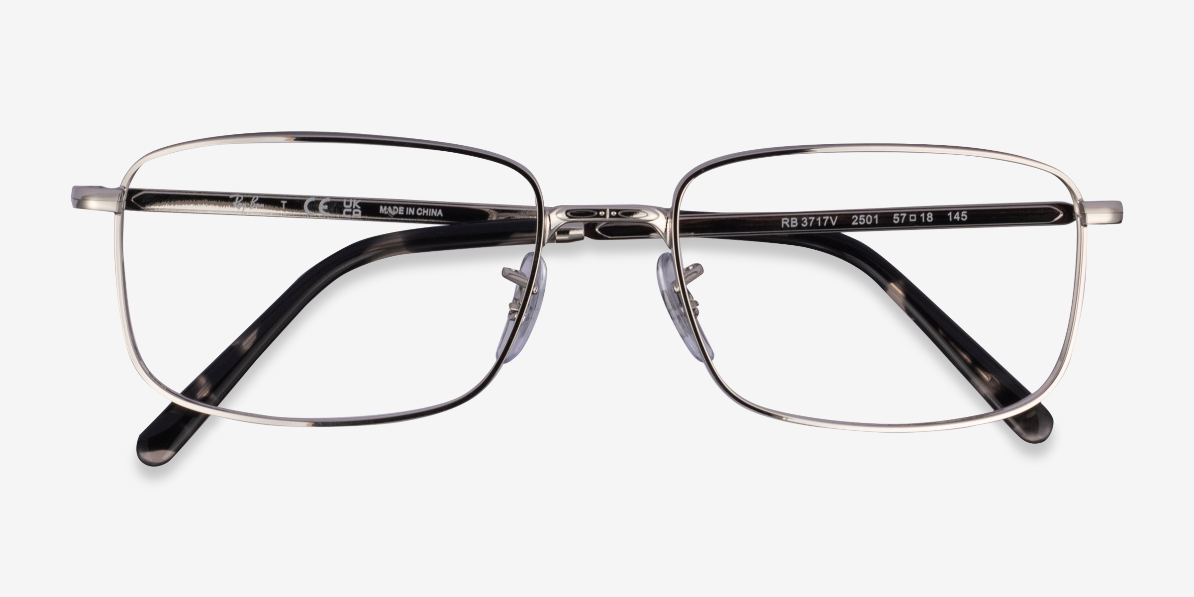 Ray Ban Rb3717v Rectangle Silver Frame Eyeglasses Eyebuydirect