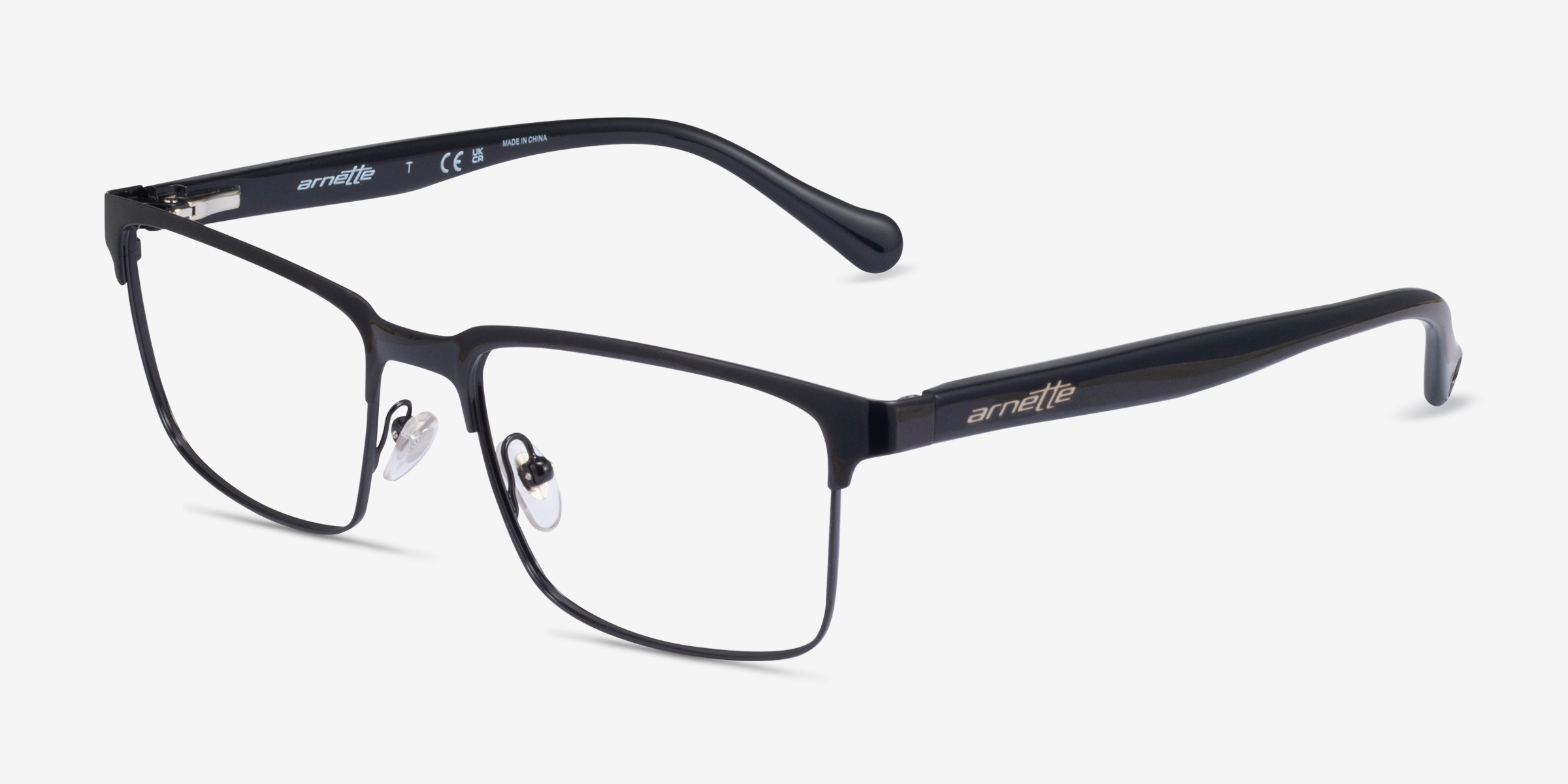 ARNETTE Component - Rectangle Shiny Black Frame Glasses For Men ...