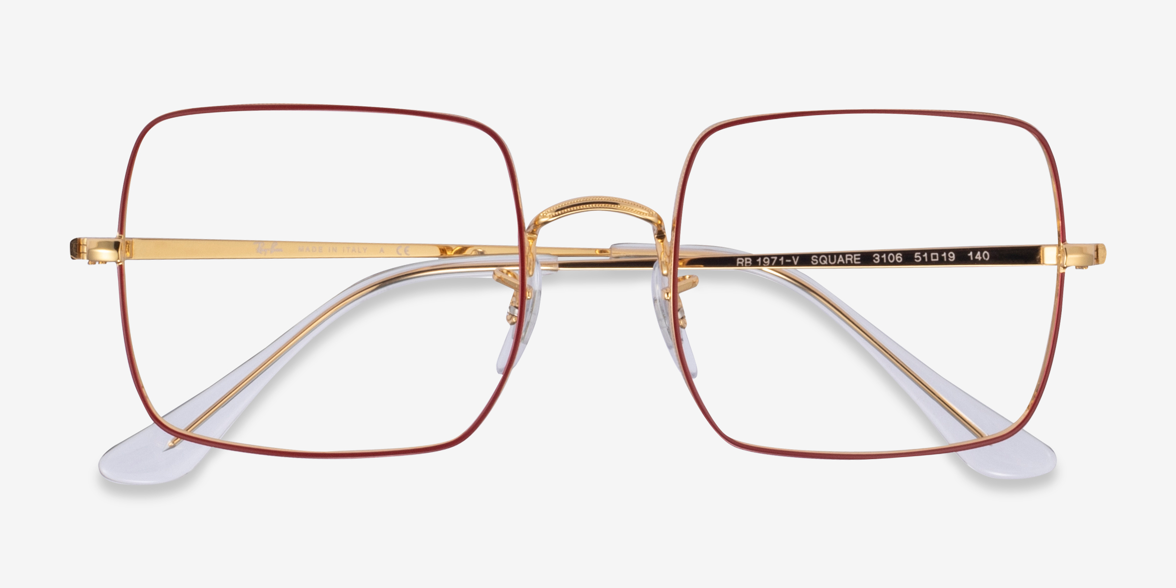 Ray-Ban RB1971V - Square Top Red Frame Glasses For Women | Eyebuydirect
