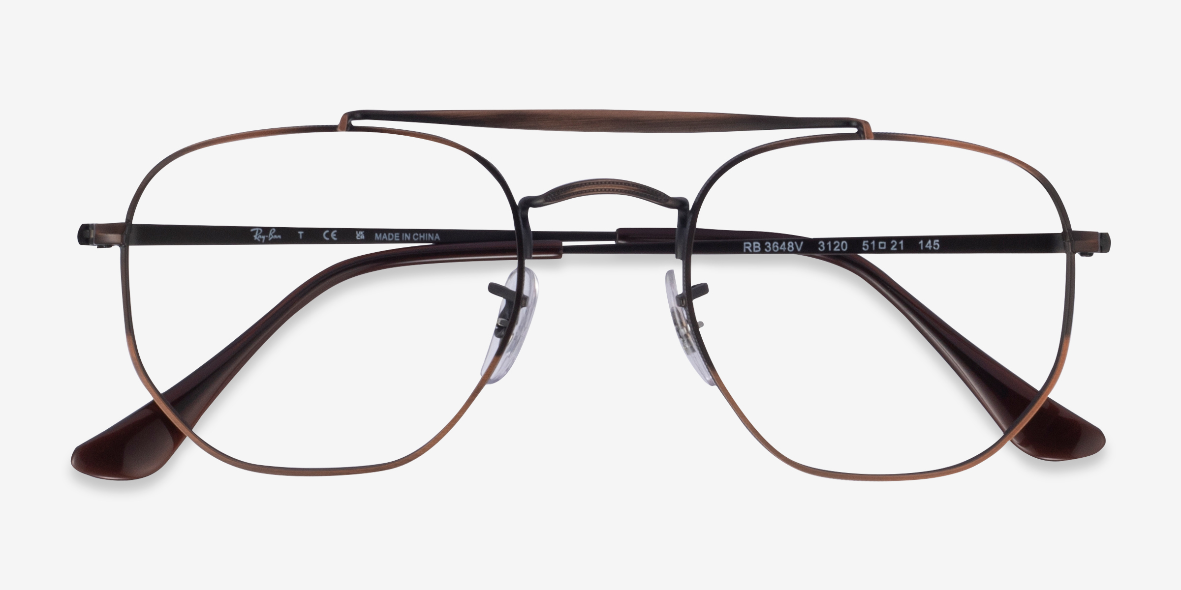 Ray-Ban RB3648V - Aviator Antique Copper Frame Eyeglasses ...