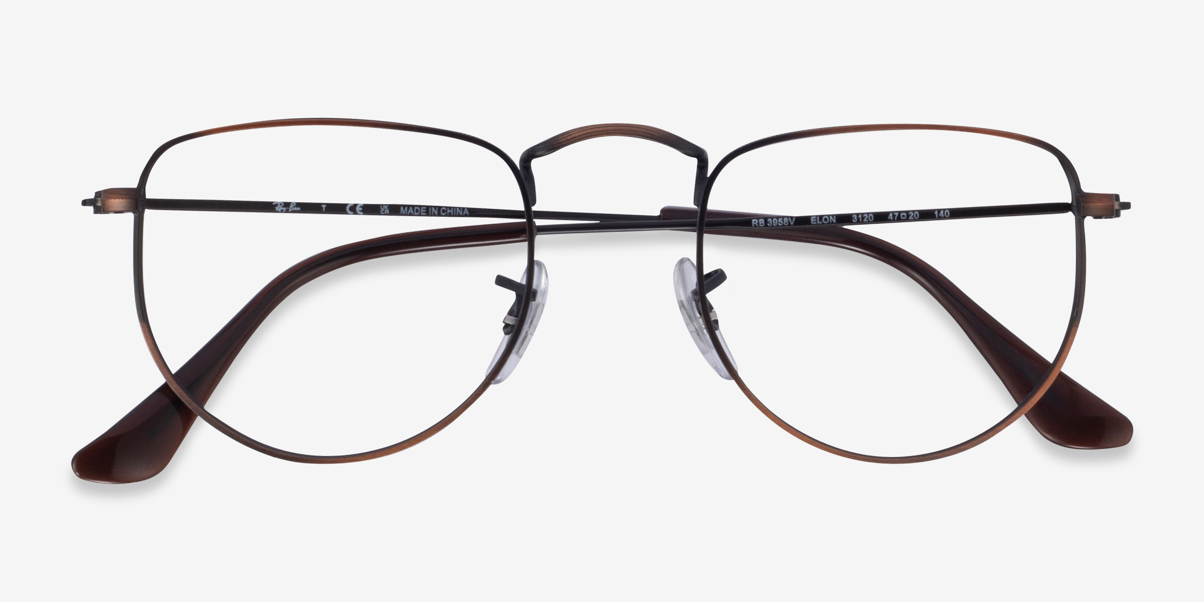 Ray-Ban RB3958V Elon - Geometric Antique Copper Frame Eyeglasses ...
