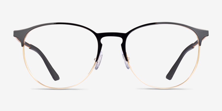 Ray-Ban RB6375 - Round Gold Black Frame Eyeglasses | Eyebuydirect