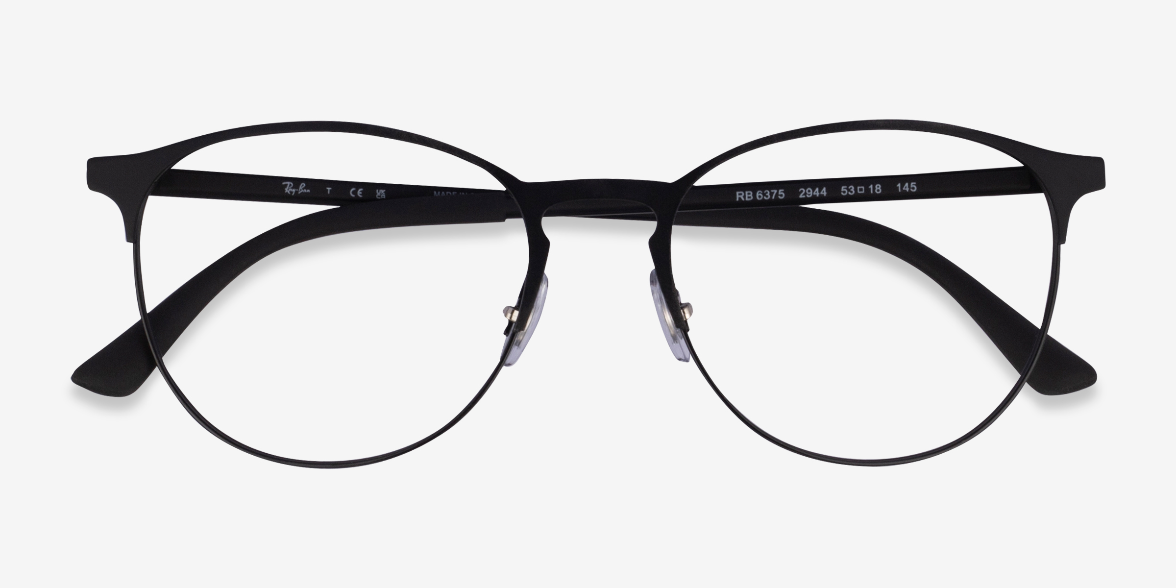 Ray-Ban RB6375 - Round Matte Black Frame Eyeglasses | Eyebuydirect