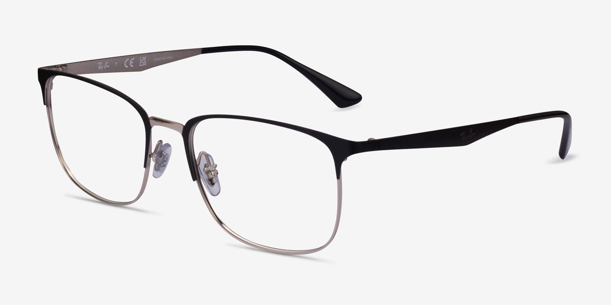 Ray-Ban RB6421 - Square Matte Black Silver Frame Eyeglasses | Eyebuydirect