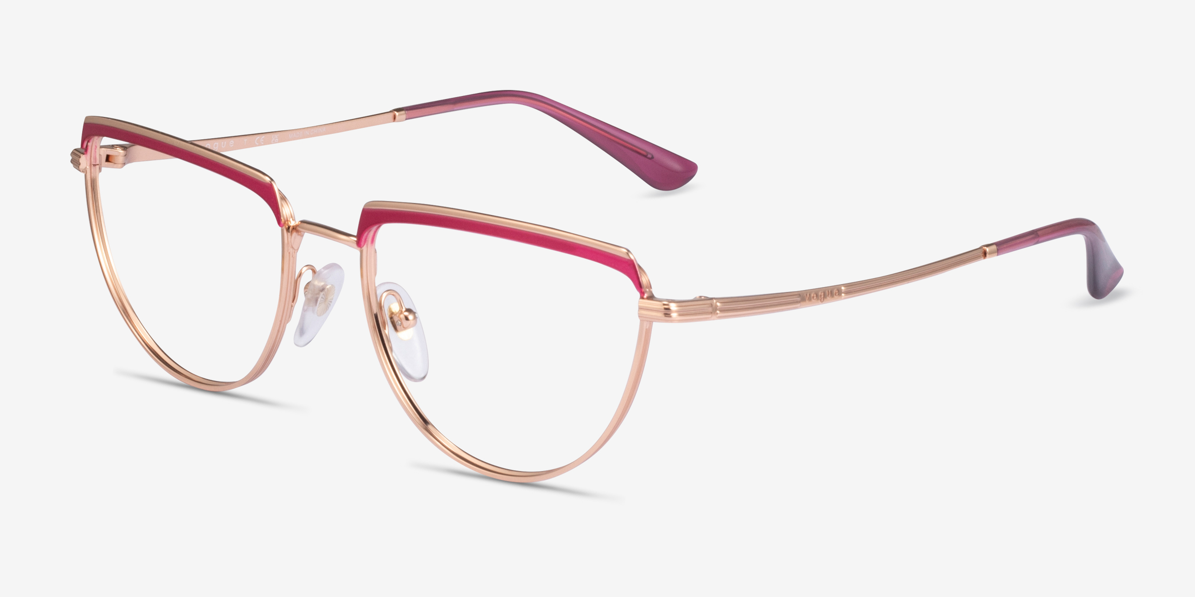 Vogue Eyewear VO4230 - Geometric Fuchsia Rose Gold Frame Glasses For ...