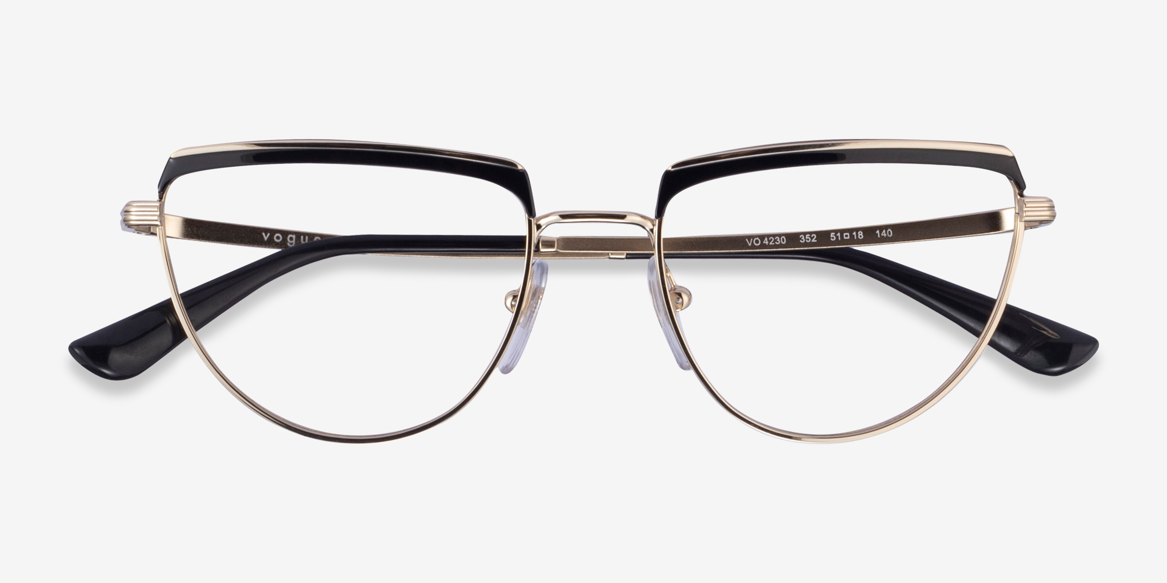 Vogue Eyewear VO4230 - Geometric Black Gold Frame Eyeglasses | Eyebuydirect
