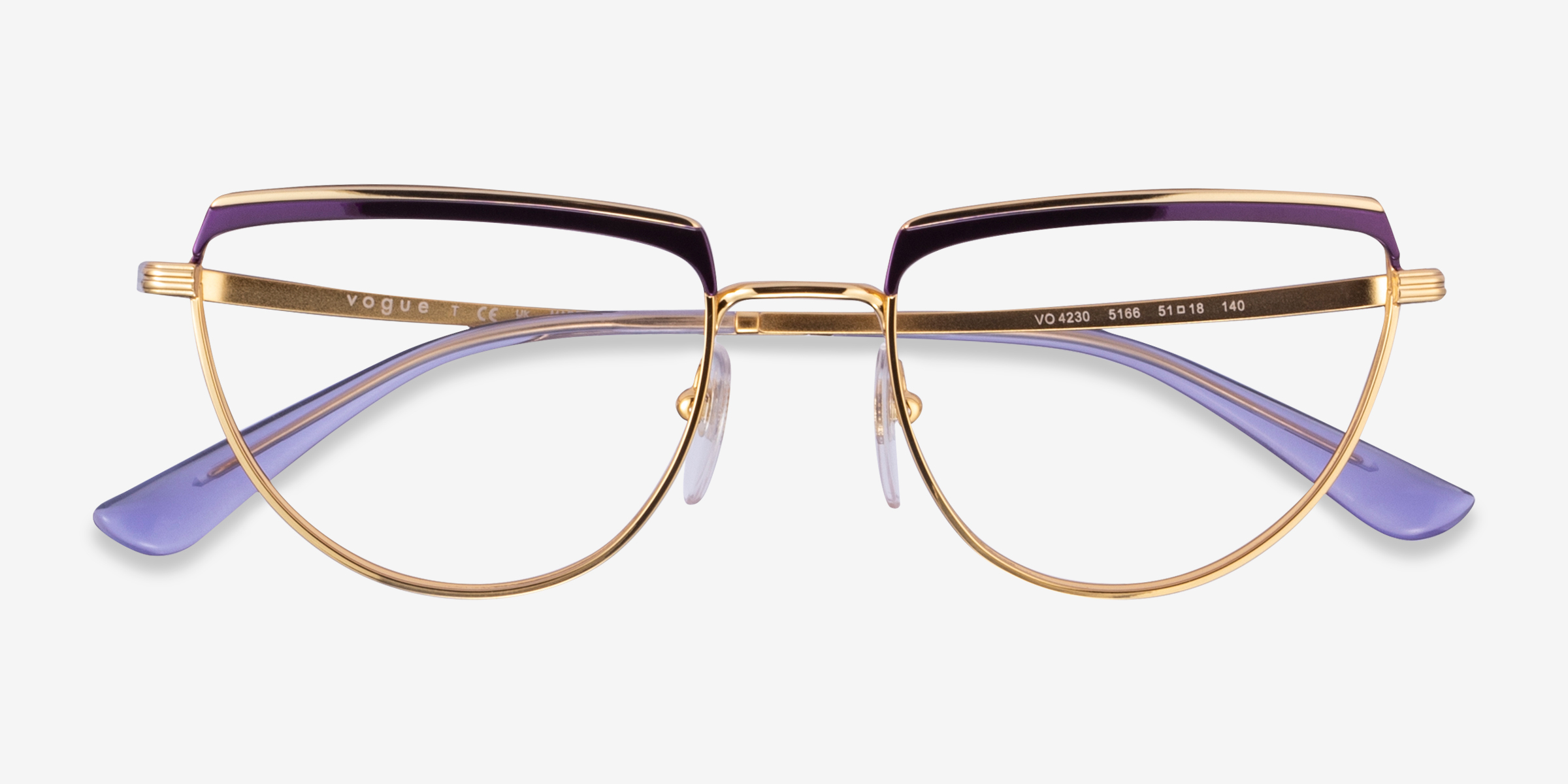 Vogue Eyewear VO4230 - Geometric Purple Gold Frame Glasses For Women ...