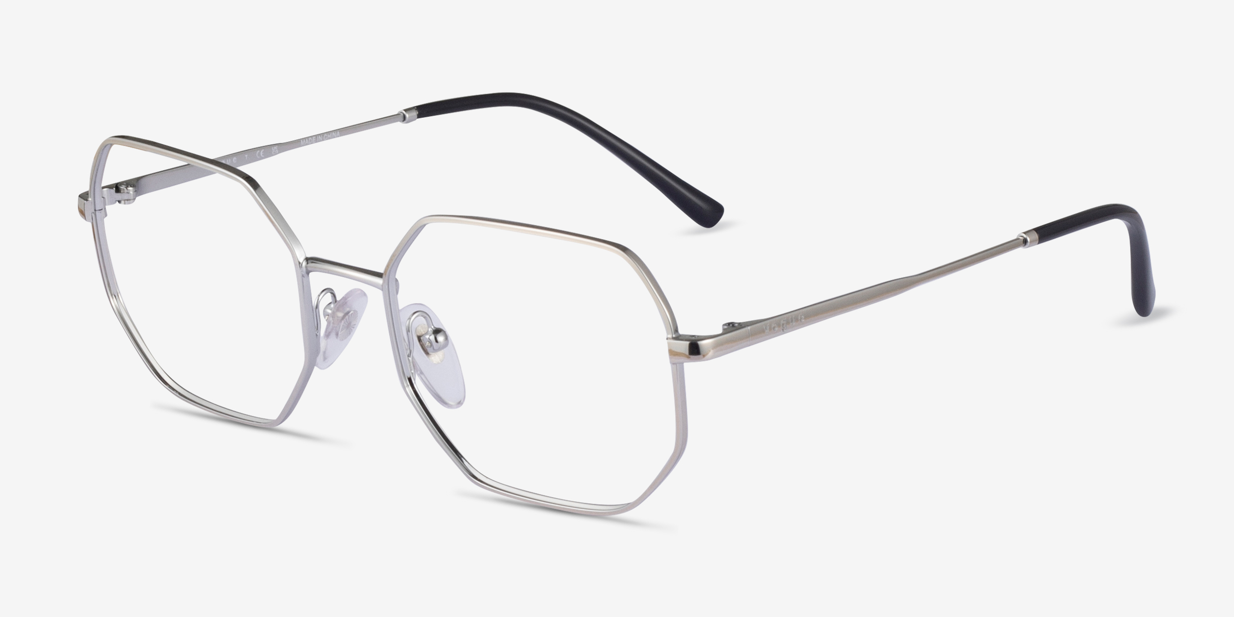 Vogue Eyewear VO4228 - Geometric Shiny Silver Frame Eyeglasses ...