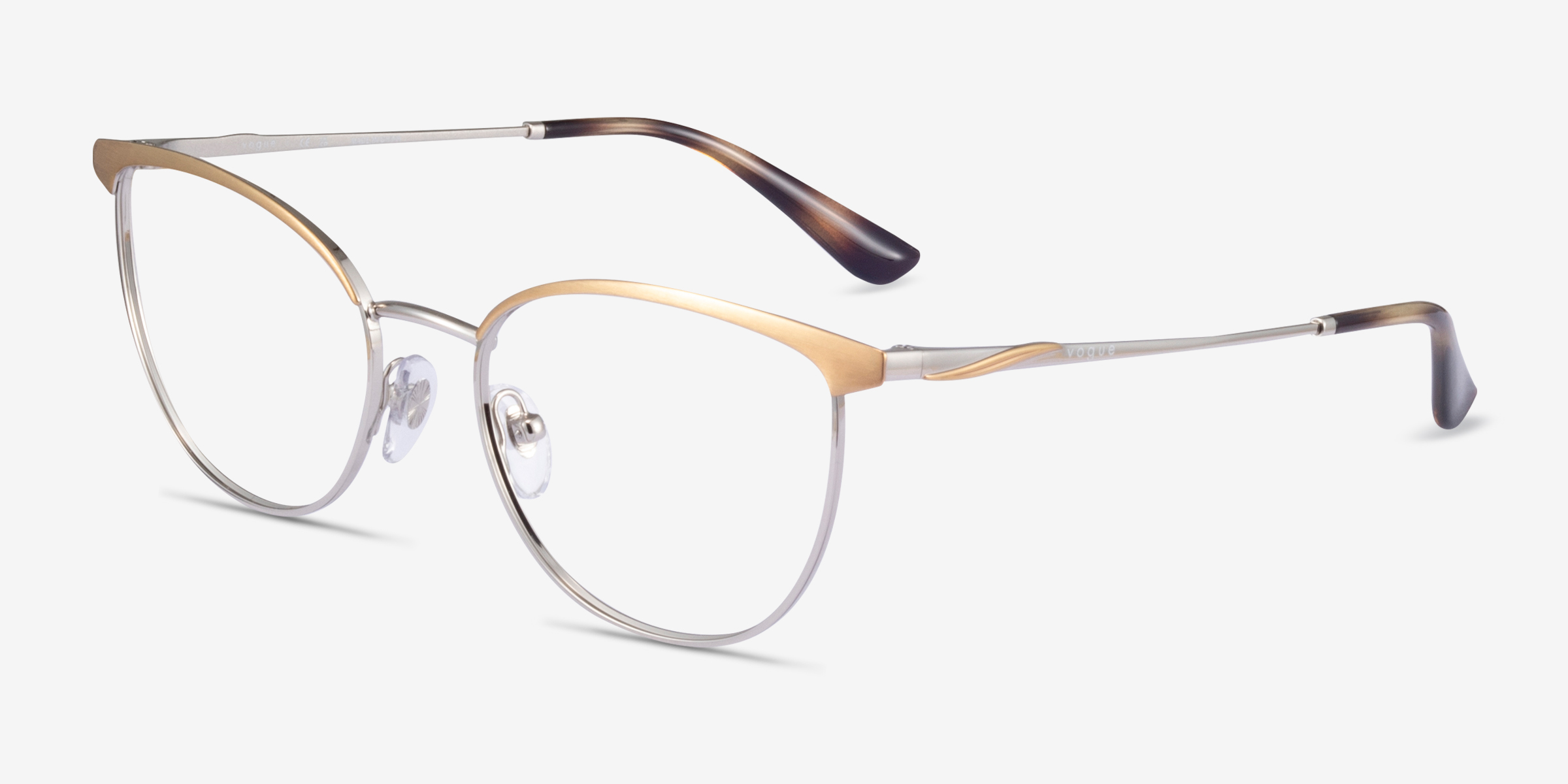 Vogue Eyewear VO4208 - Cat Eye Silver Gold Frame Glasses For Women | Eyebuydirect