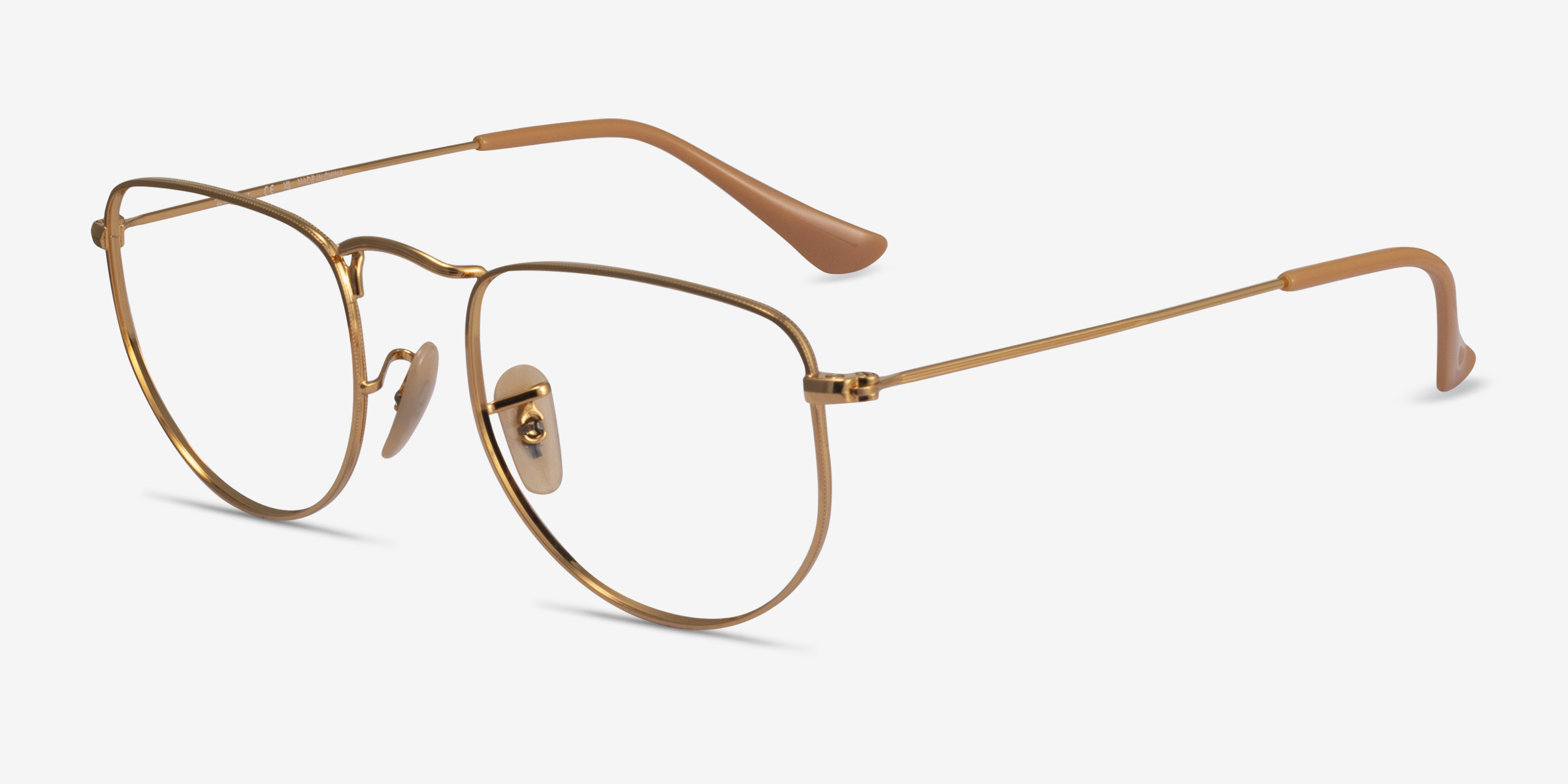 Ray-Ban RB3958V Elon - Geometric Shiny Gold Frame Eyeglasses | Eyebuydirect